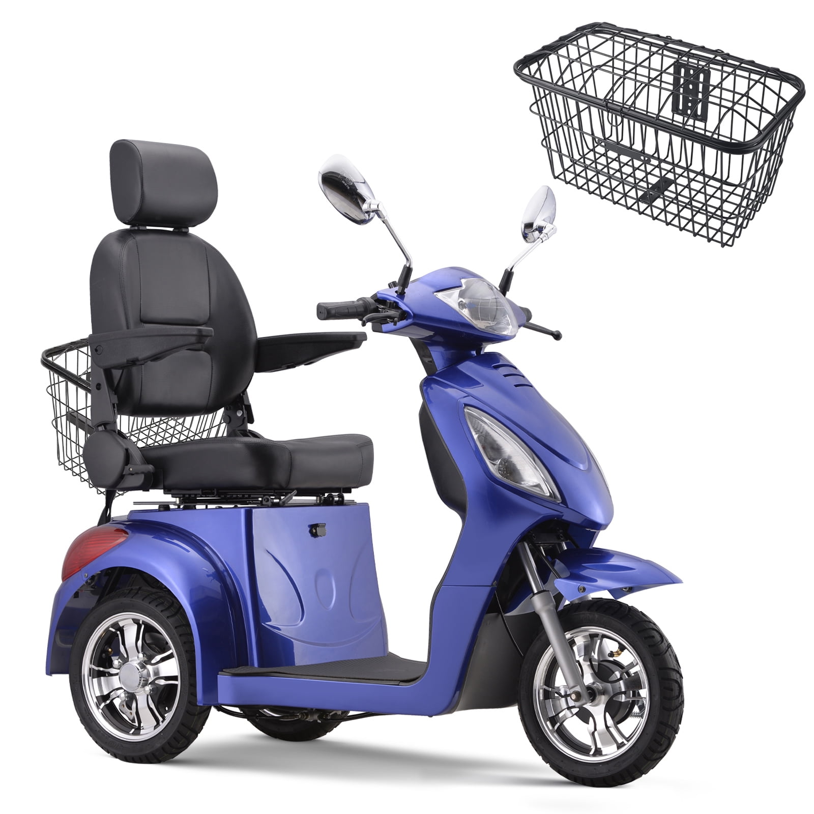 SKRT Large 3 Wheels Mobility Scooter (XW-E02), Electric Heavy Duty Wheelchair Device, 500 LBS ...