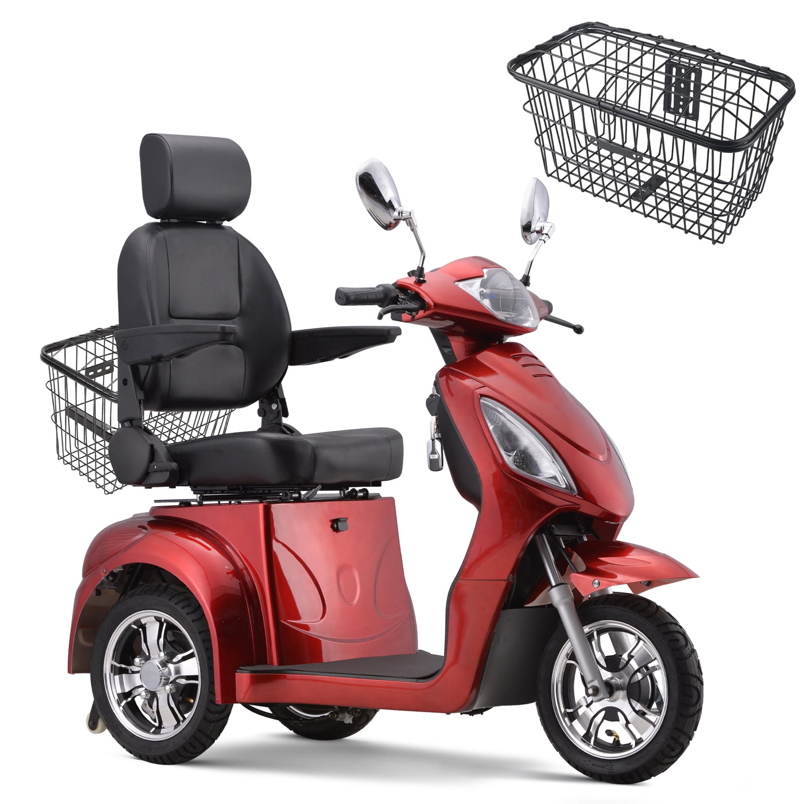 SKRT Large 3 Wheels Mobility Scooter (XW-E02), Electric Heavy Duty Wheelchair Device, 500 LBS ...