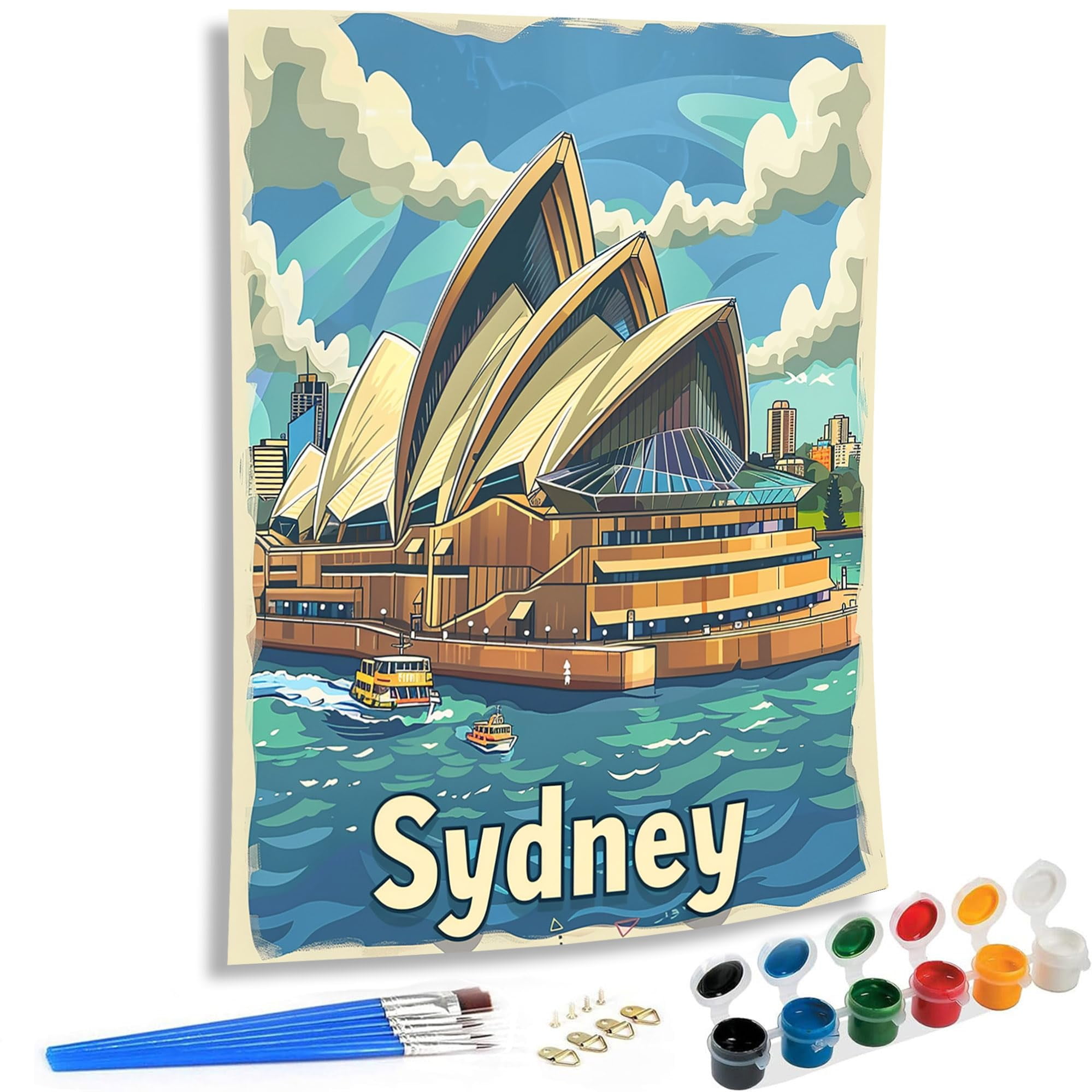 SKRYUIE Paint by Numbers Kits for Adults Sydney Opera House, Acrylic ...