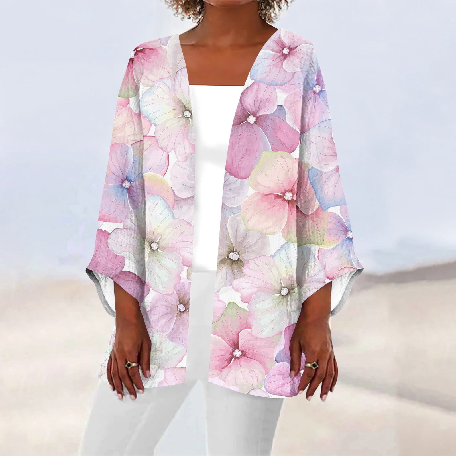 SKSloeg Cardigan for Women Floral Print Lightweight Summer Casual ...