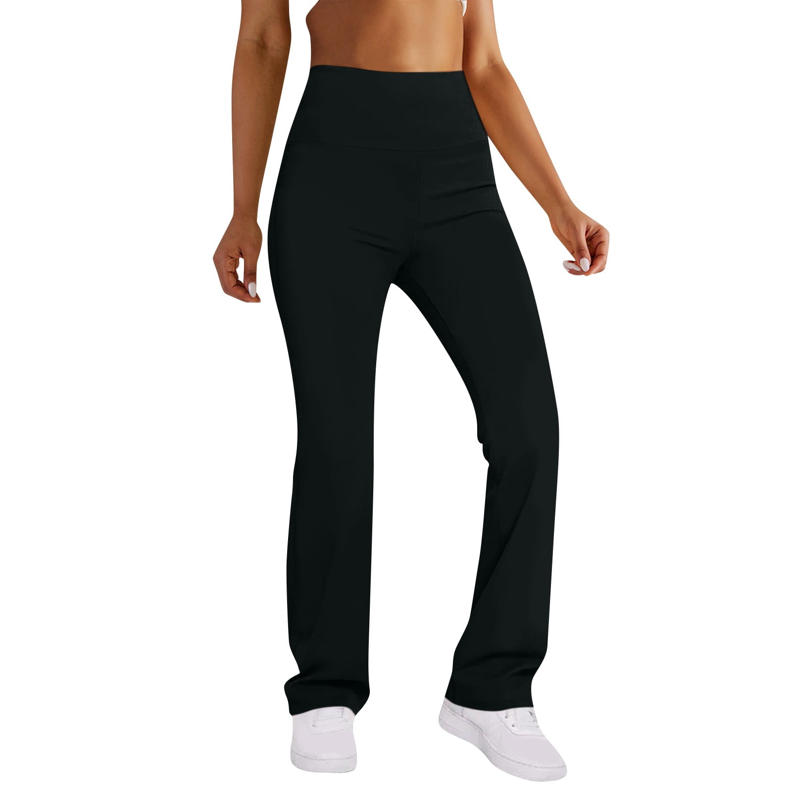 SKSloeg Flare Yoga Pants for Women High Waisted Flared Leggings Fold ...