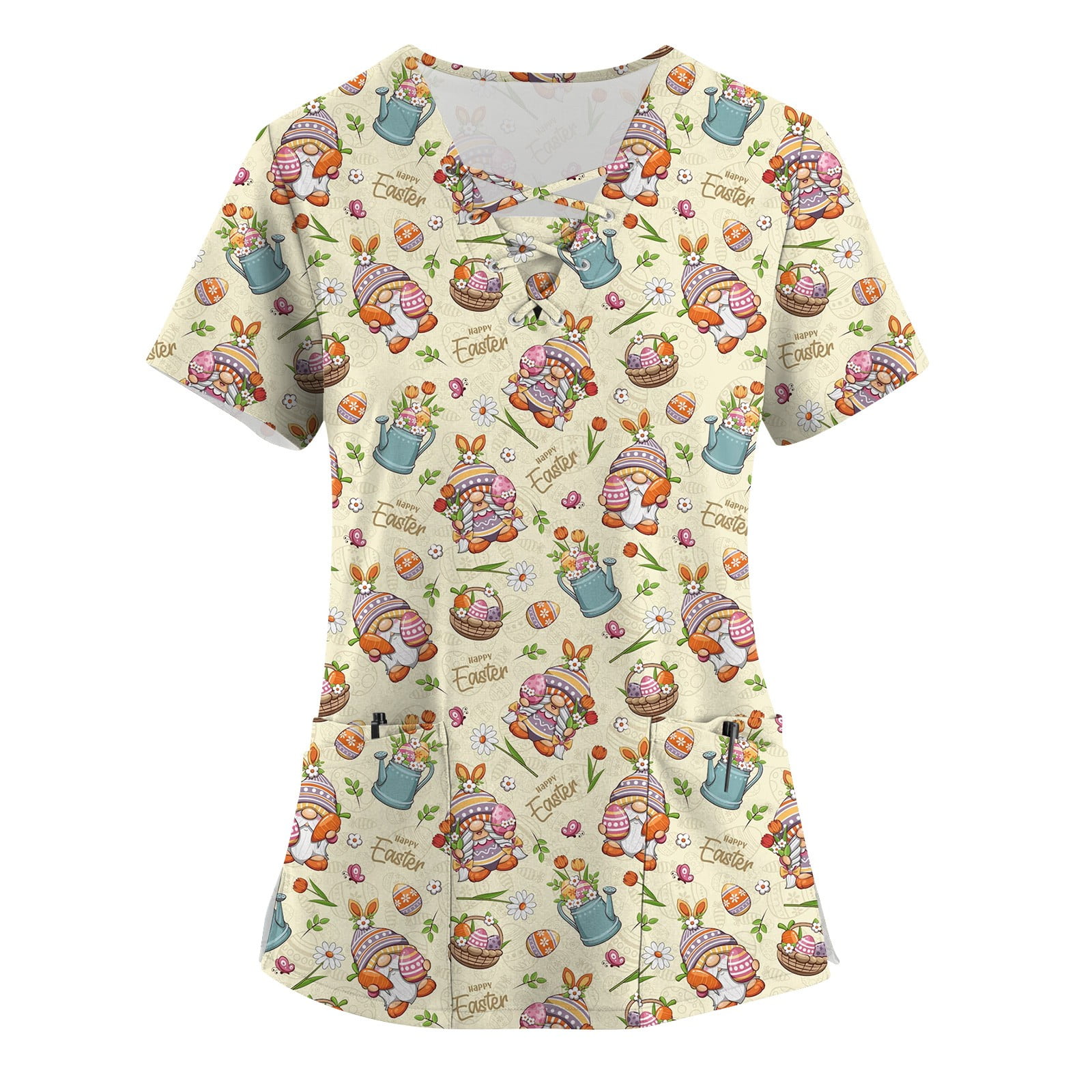 SKSloeg Happy Easter Day Nursing Scrubs for Woman Stretch Nurse ...