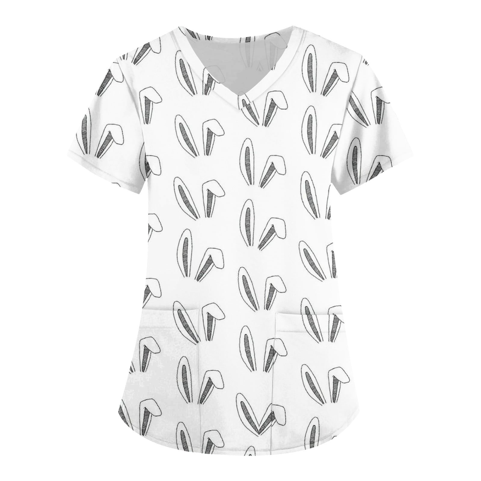 SKSloeg Happy Easter Day Nursing Scrubs for Woman Stretch Scrubs Shirts ...