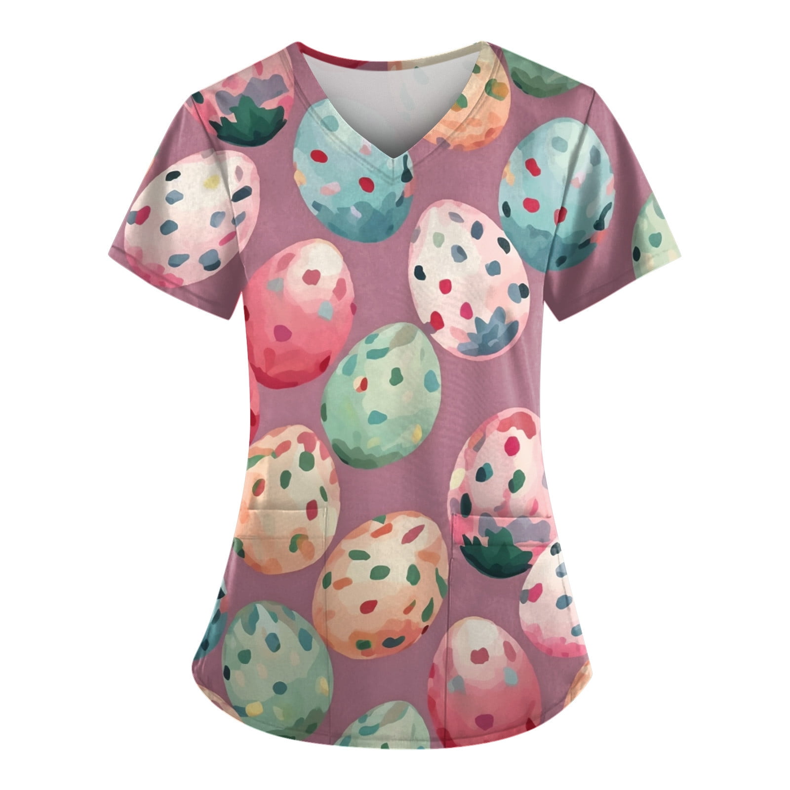 SKSloeg Happy Easter Day Scrubs Medical Scrub Set Stretch Scrub Tops ...