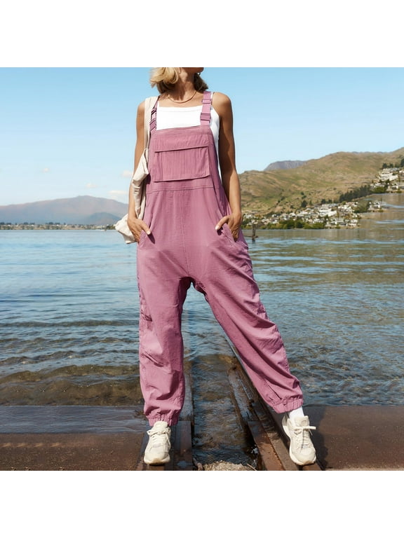 Pink Queen Women's Ziggy Denim Shortalls, Adjustable Straps, Relaxed ...