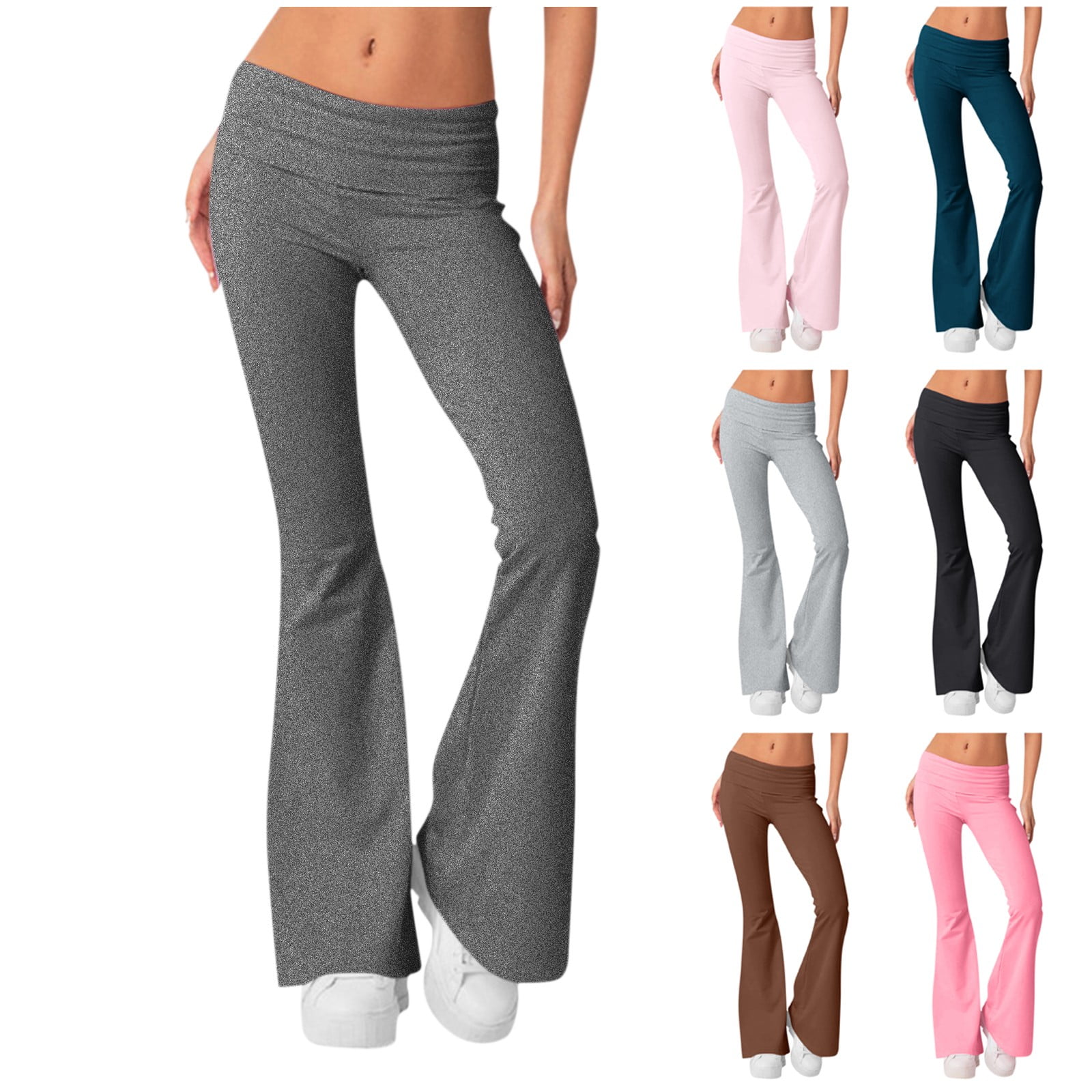 SKSloeg Leggings for Women Casual Stretchy Fold Over Yoga Pants Low ...