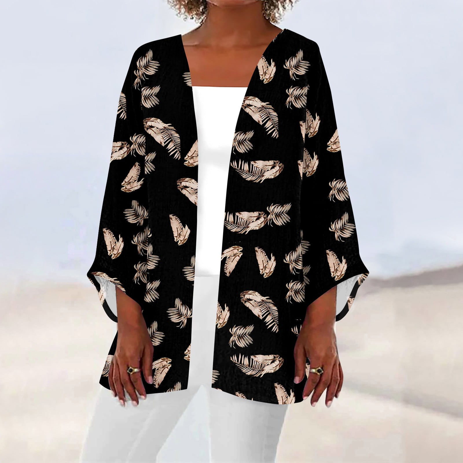 SKSloeg Long Cardigans for Women Trendy Lightweight 3/4 Sleeve Open ...