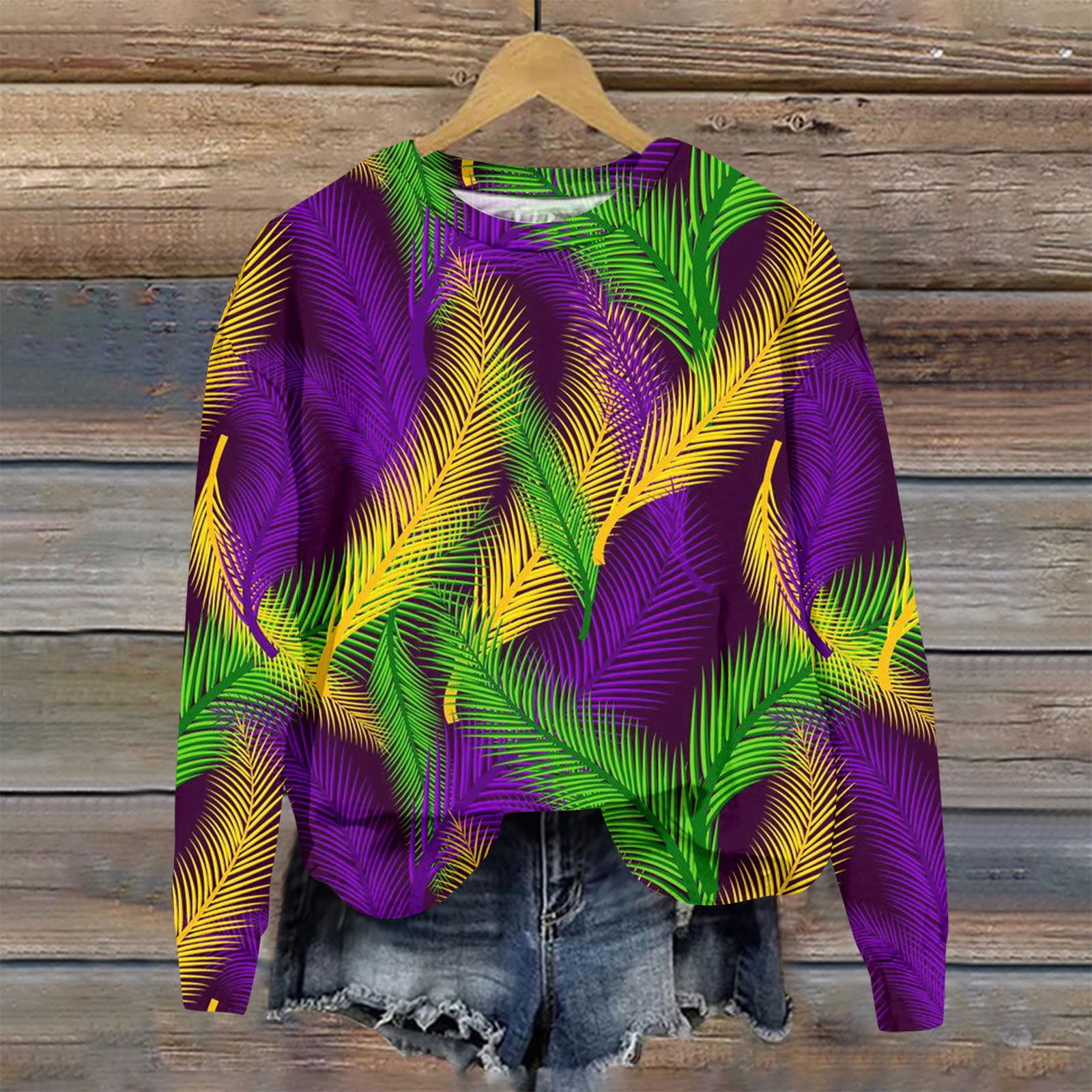 SKSloeg Mardi Gras Crewneck Sweatshirts Women Carnival Party Mask Print ...