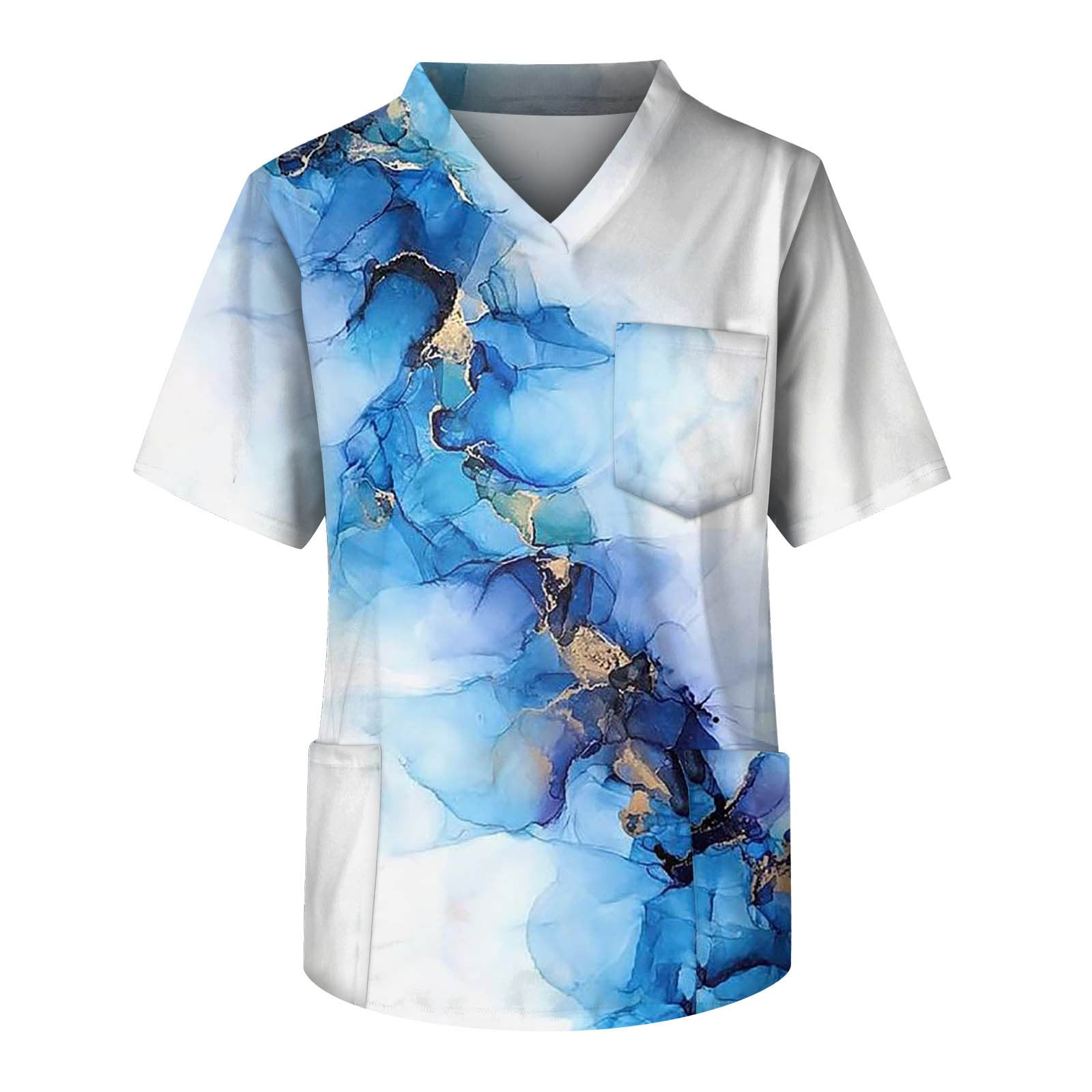 SKSloeg Men Medical Uniforms & Scrubs Marble Printg Scrubs Tops Short ...