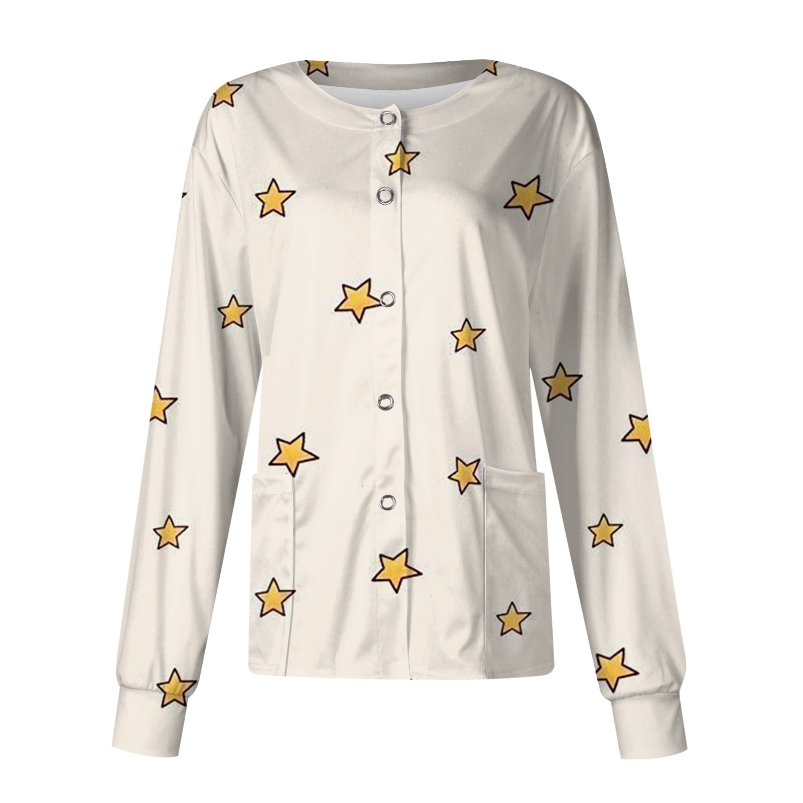 SKSloeg Nurse Jackets for Women Scrub, Women Long Sleeve Floral Print ...