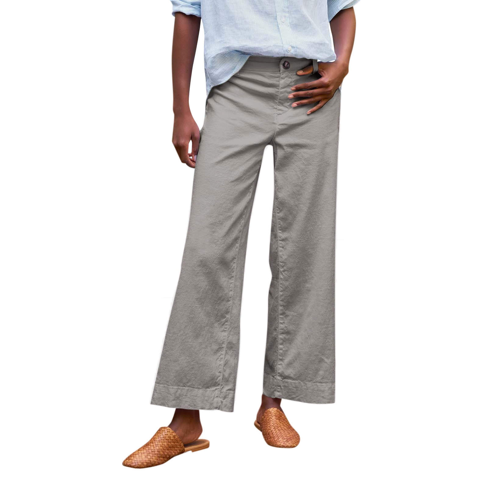 SKSloeg Petite Wide Leg Pants for Women Plus Size Petite Linen Pants ...