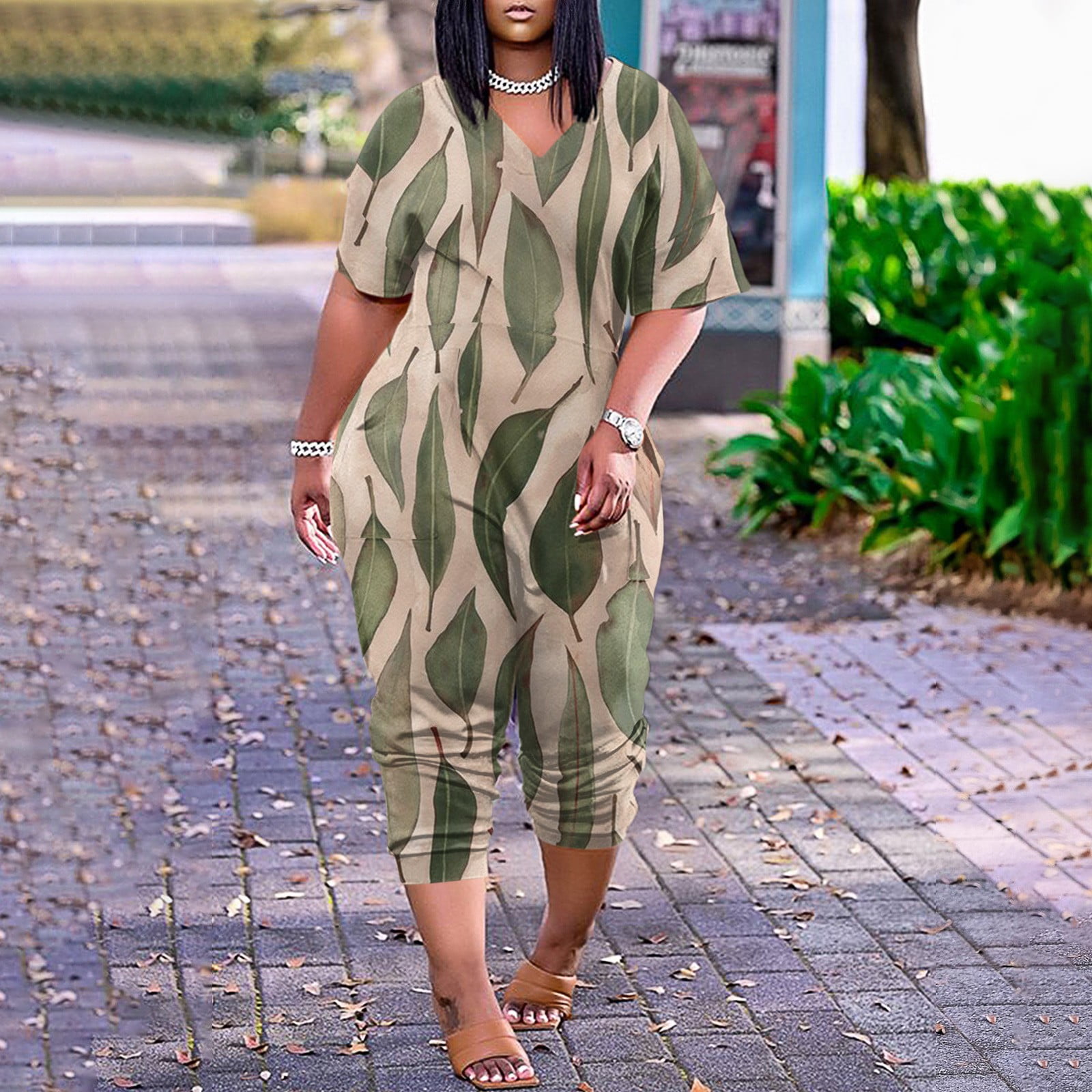 SKSloeg Plus Size Jumpsuit for Curvy Women Zipper Overalls Wide Long ...