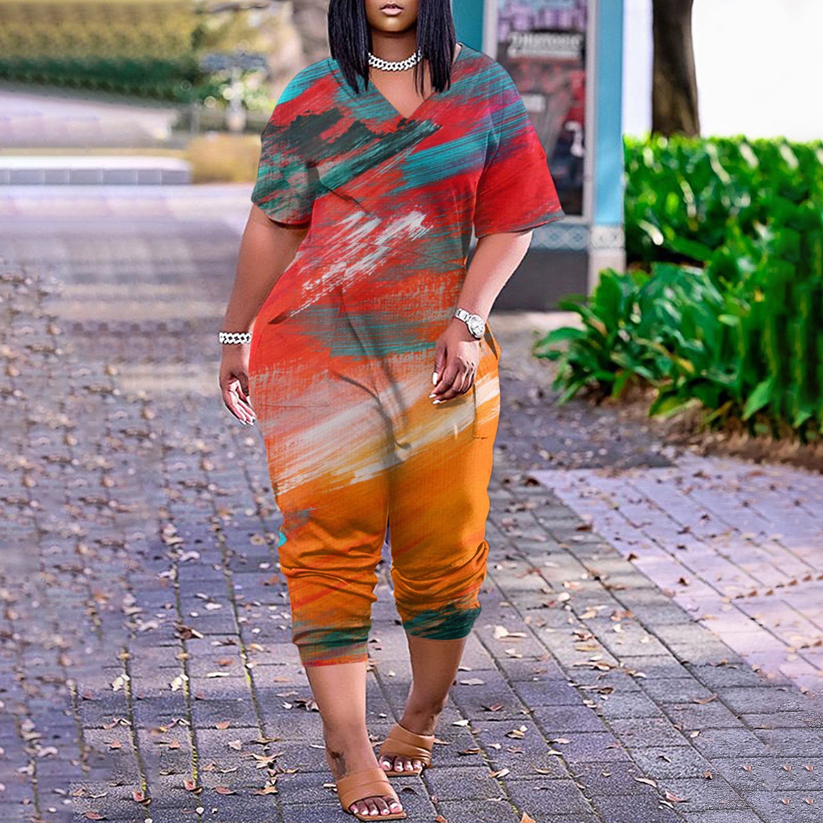 SKSloeg Rompers for Women Sexy Zipper Overalls Wide Long Jumpsuits Plus ...