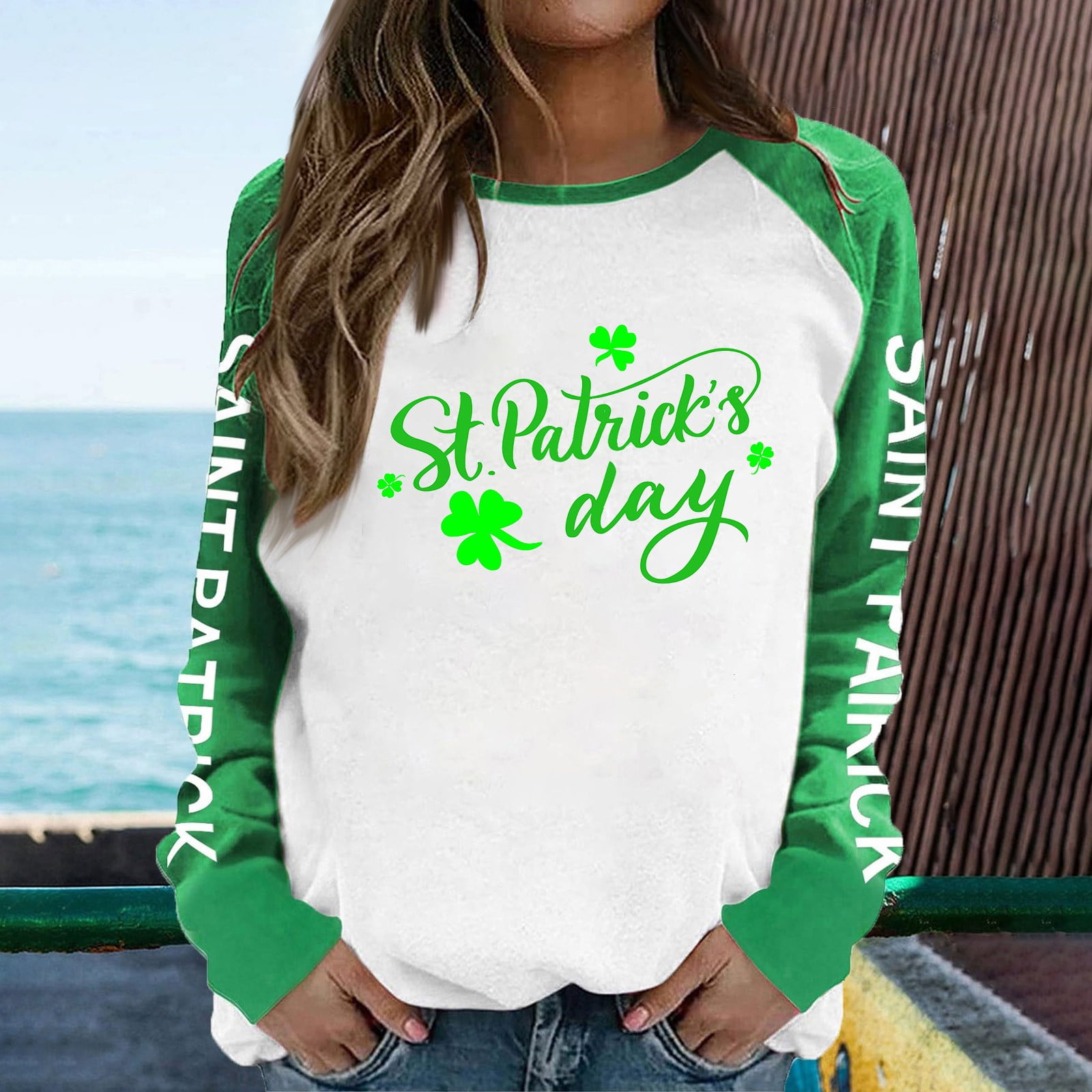 Sksloeg Saint Patricks Day Women Sweatshirt Holiday Casual Sweatshirt