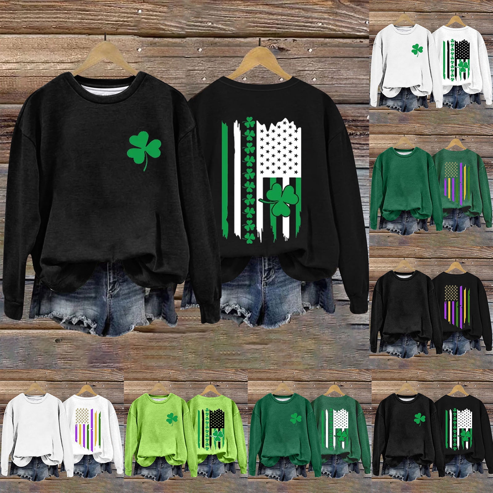 Sksloeg Saint Patricks Day Womens Sweatshirts Casual Shirt Clover