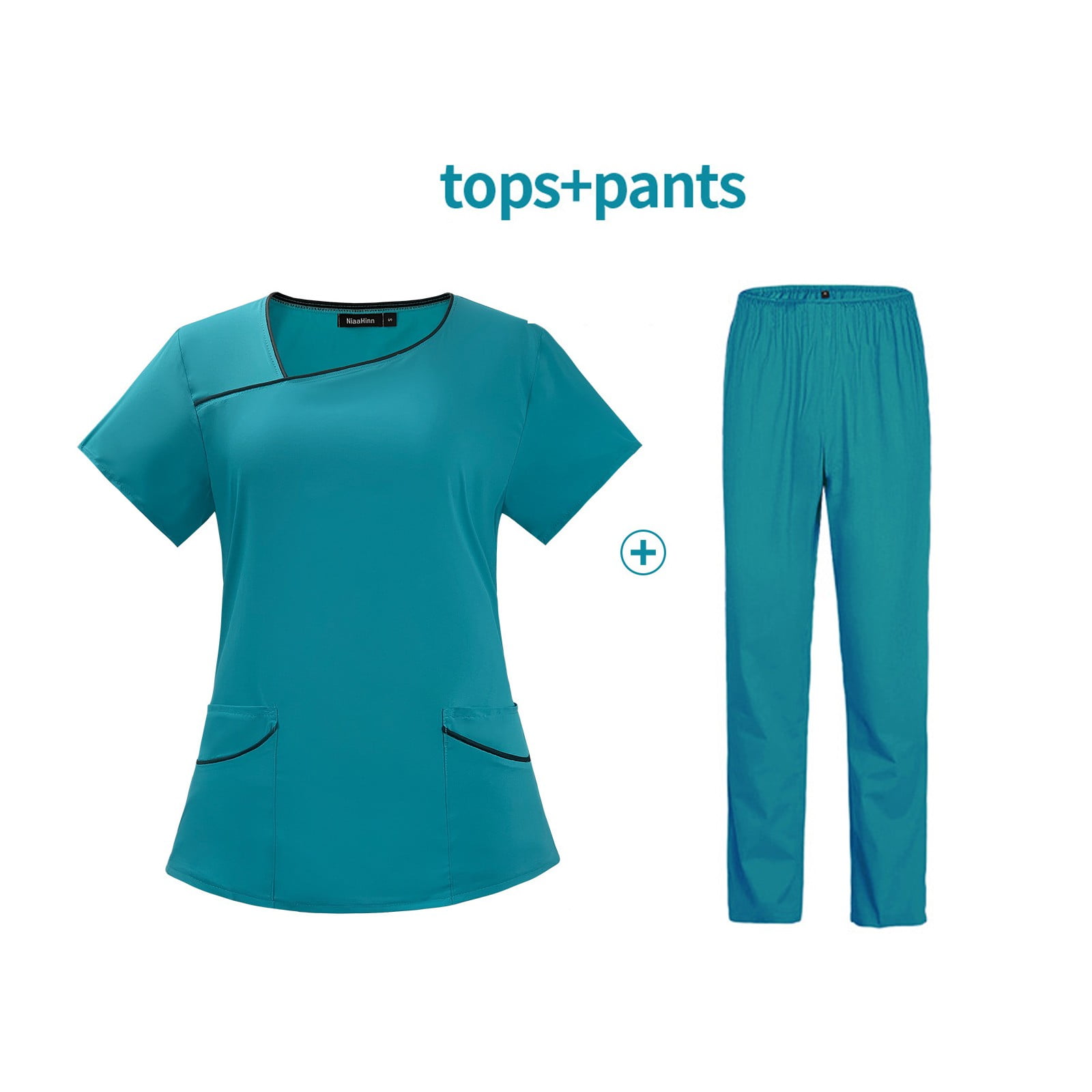 SKSloeg Scrubs for Women Set Plus Size Medical Scrubs Stretchy V Neck ...