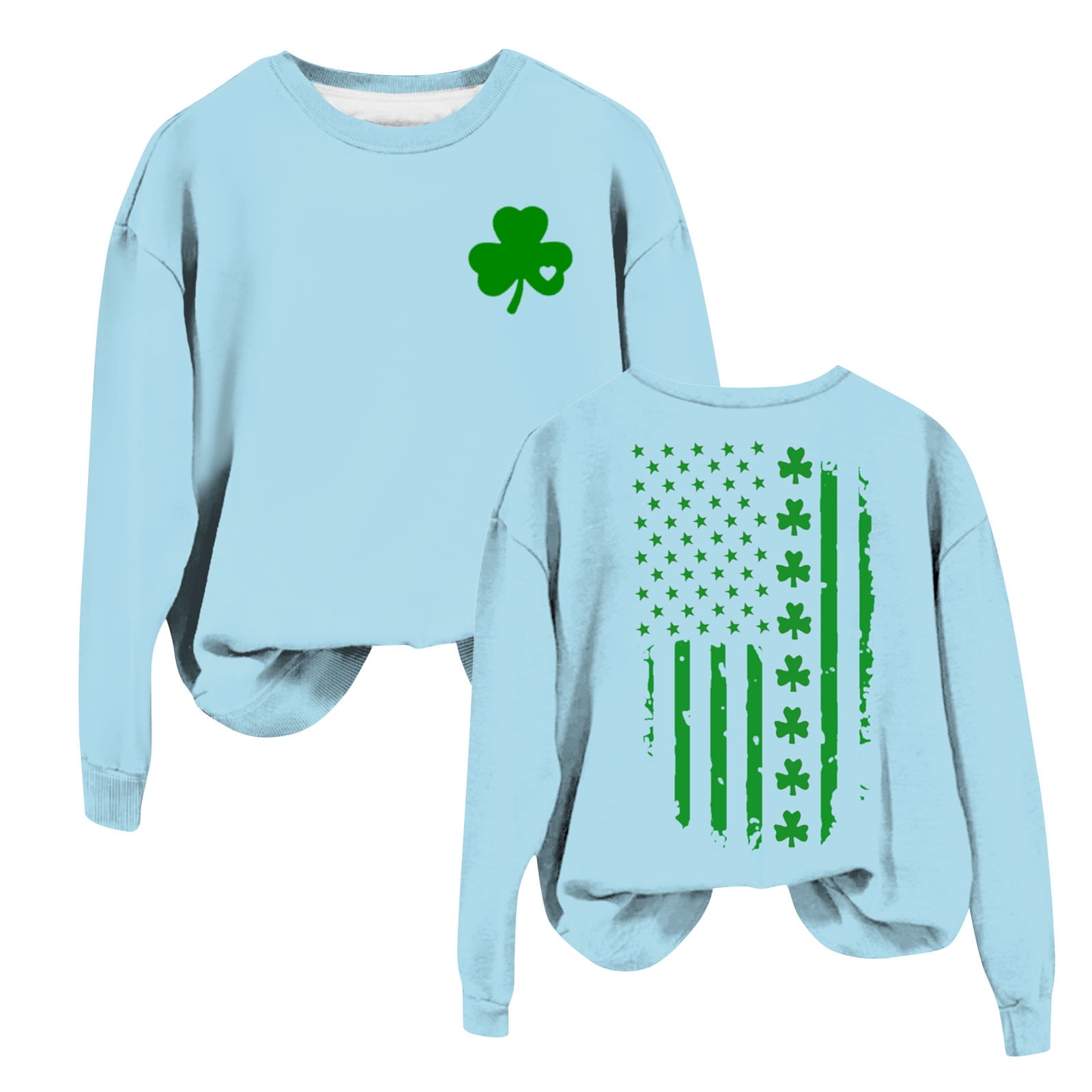 Sksloeg St Patricks Day Ladies Sweatshirts Casual Lucky Shamrock Clover