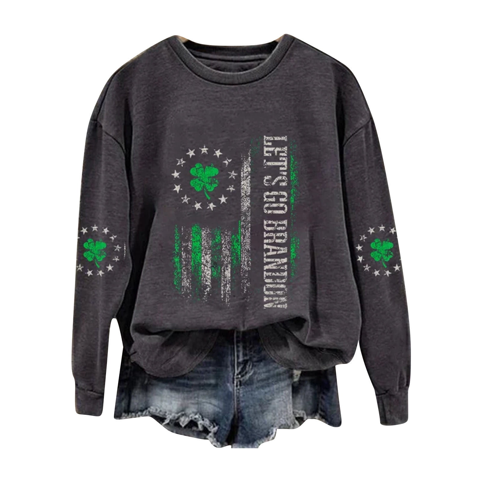 Sksloeg St Patricks Day Long Sleeve Tops For Woman Casual Shirts Green
