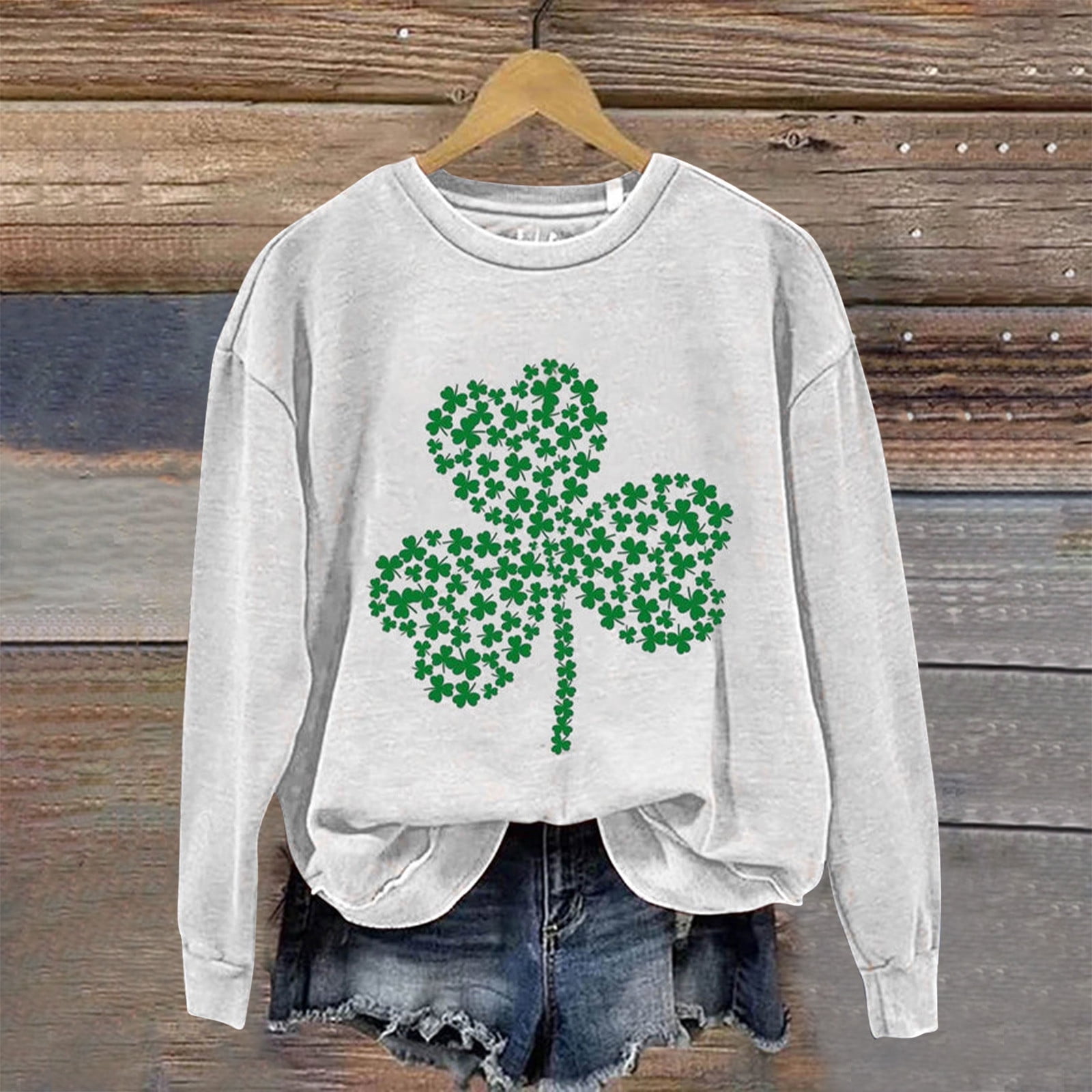 Sksloeg St Patricks Day Shirt Women Shamrock Clover Printed Shirts