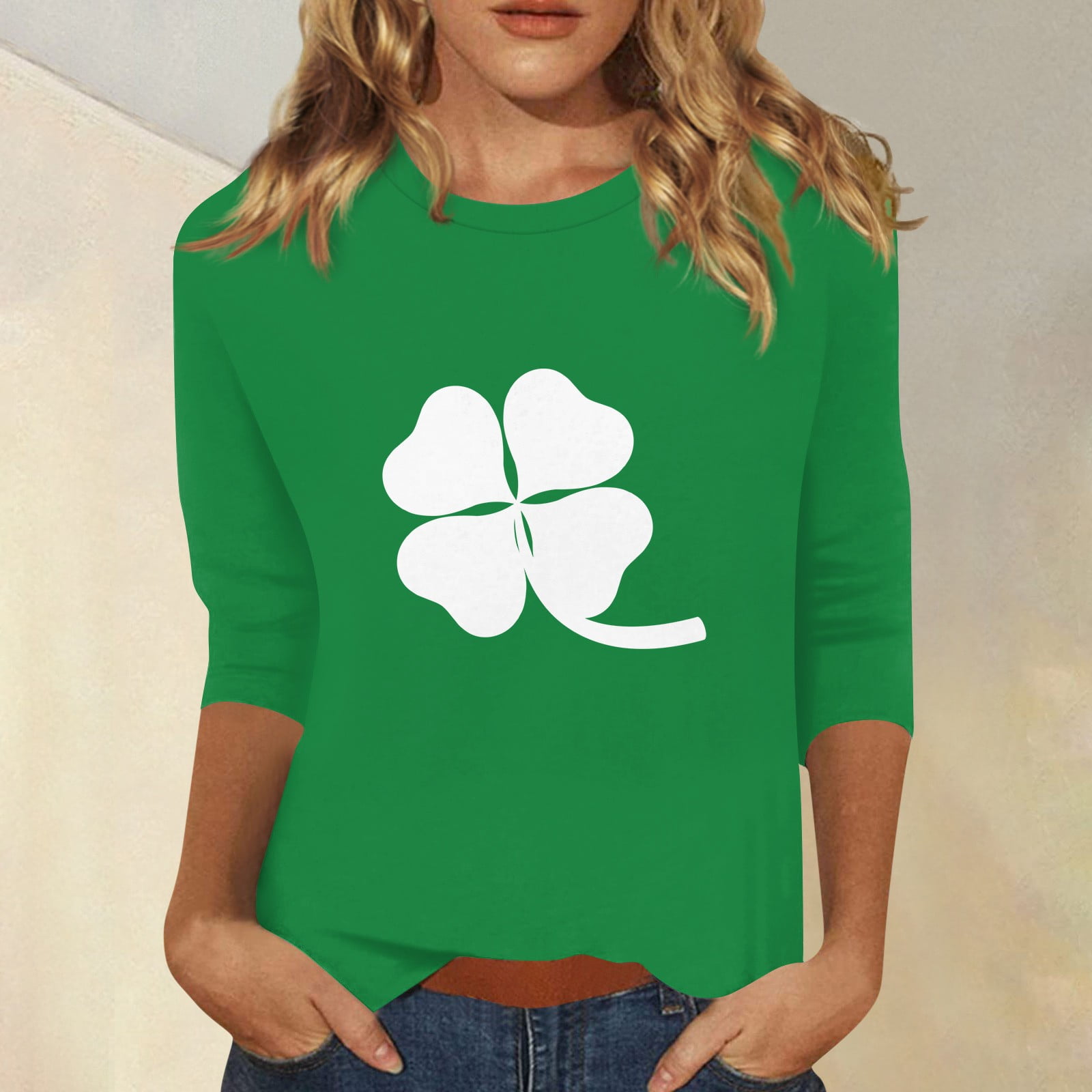 Sksloeg St Patricks Day Womens Shirts 2024 3 4 Sleeve Plus Size Casual