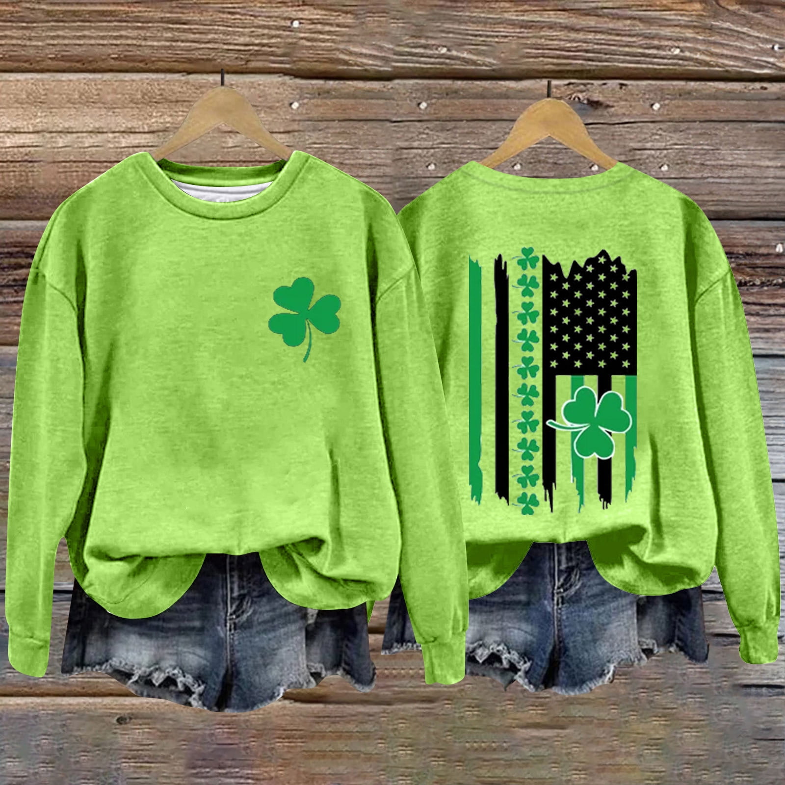 Sksloeg St Patricks Day Long Sleeve Shirts For Women Shamrock Clover
