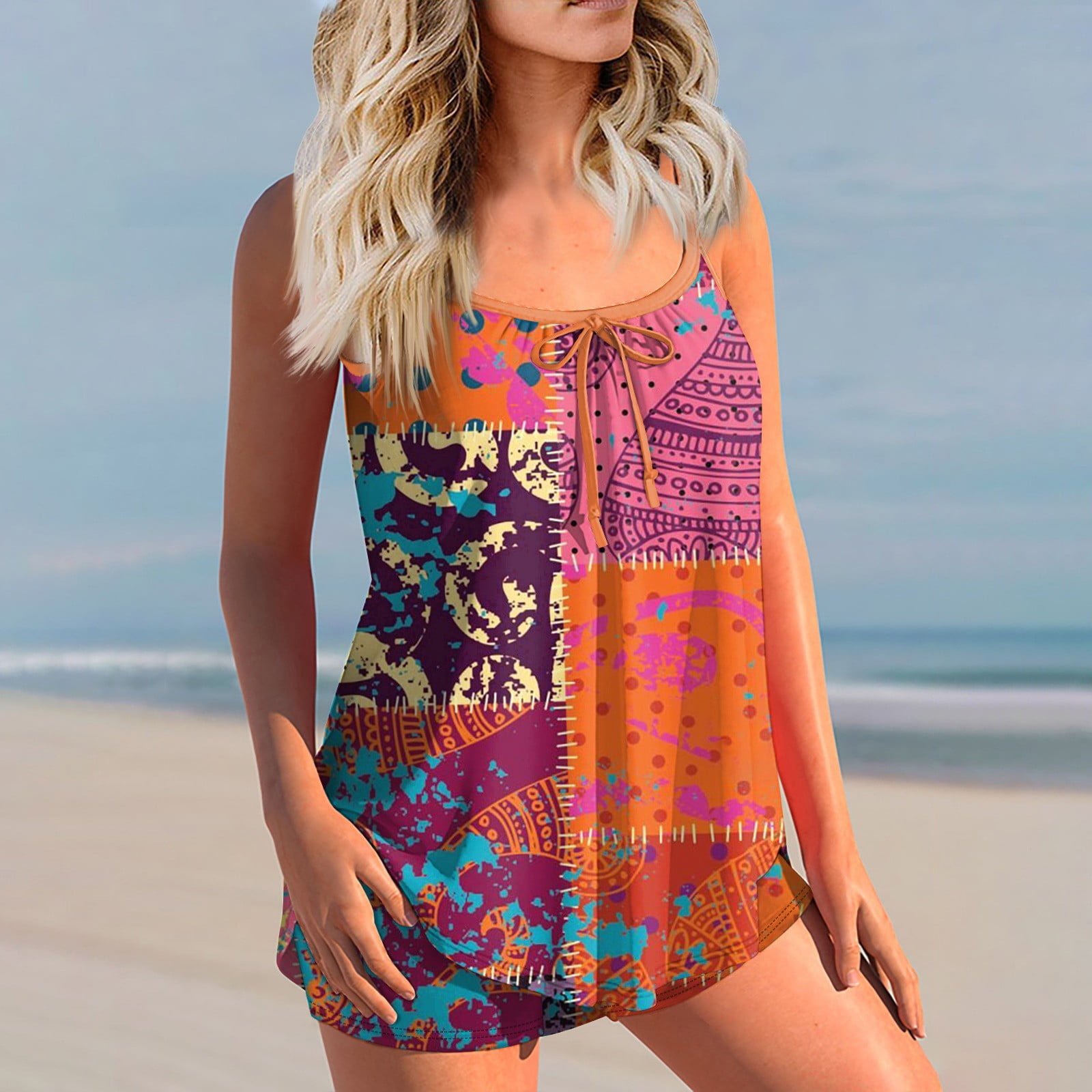 Sksloeg Swimsuit For Women Plus Size Tankini Swimsuits Two Piece Tummy