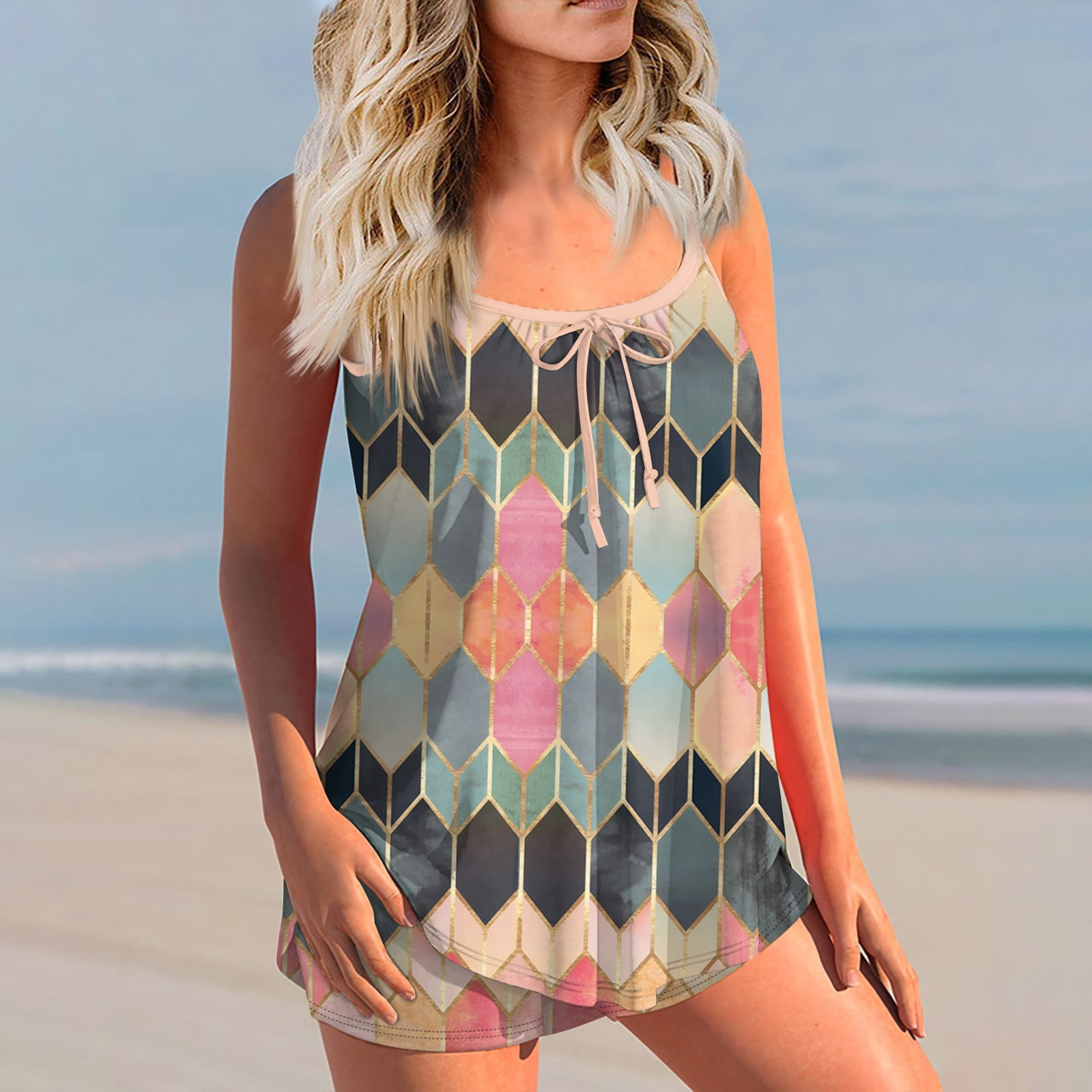 Sksloeg Tankini Swimsuits For Women Tummy Control Plus Size Two Piece