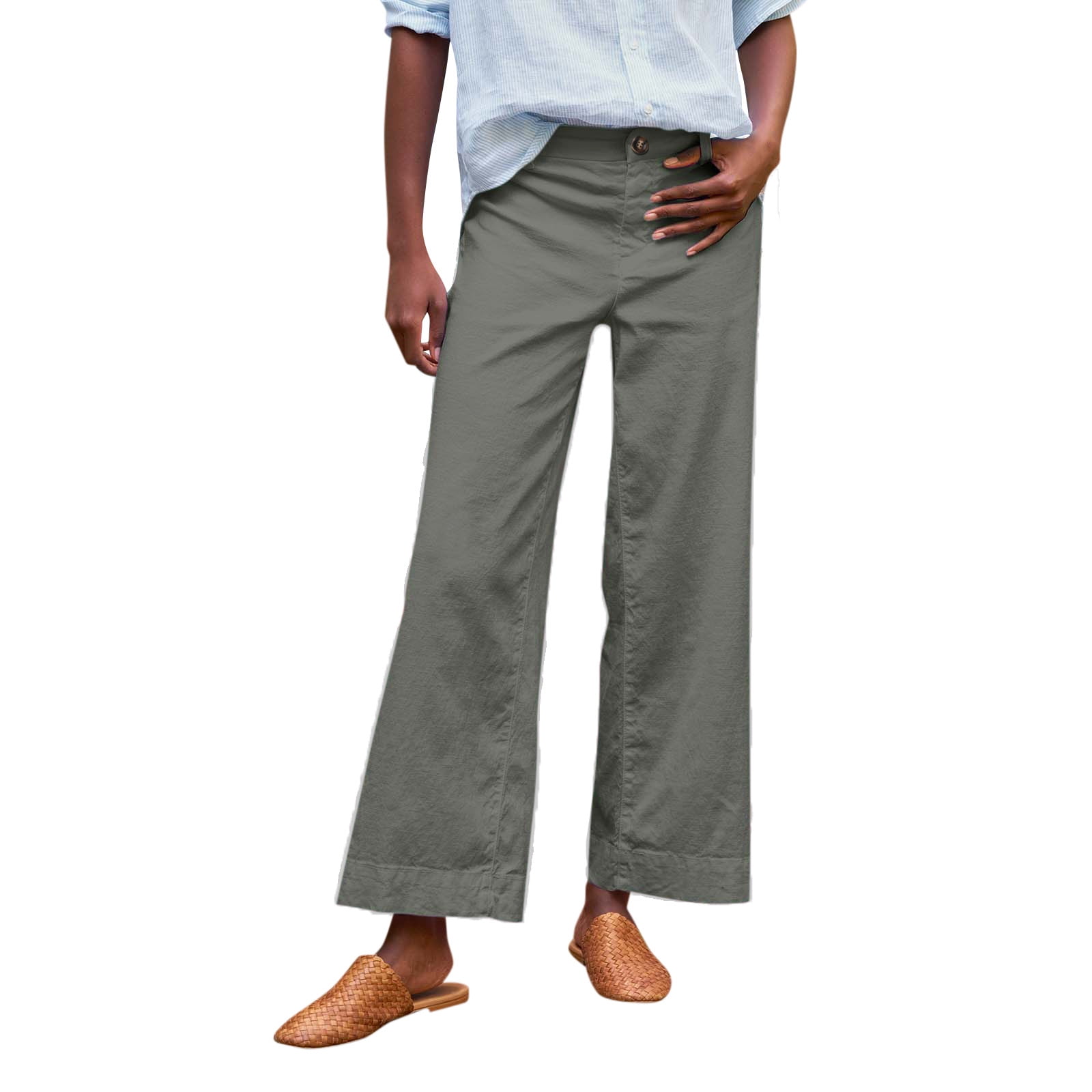 SKSloeg Teacher Pants for Women Wide Leg Petite Linen Pants Business ...