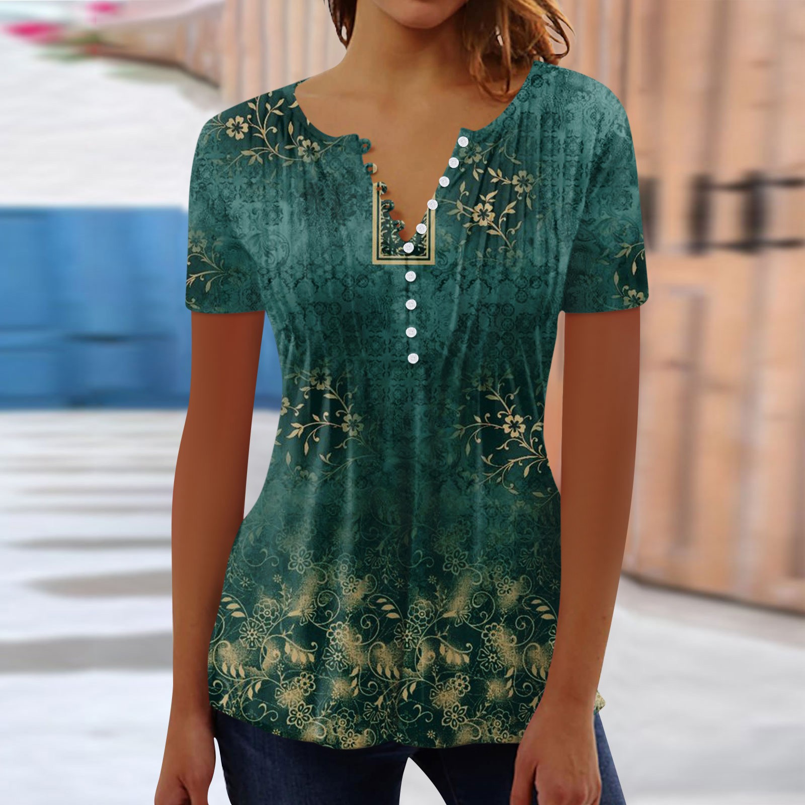 SKSloeg Tunics or Tops To Wear with Leggings Casual Vintage Floral ...