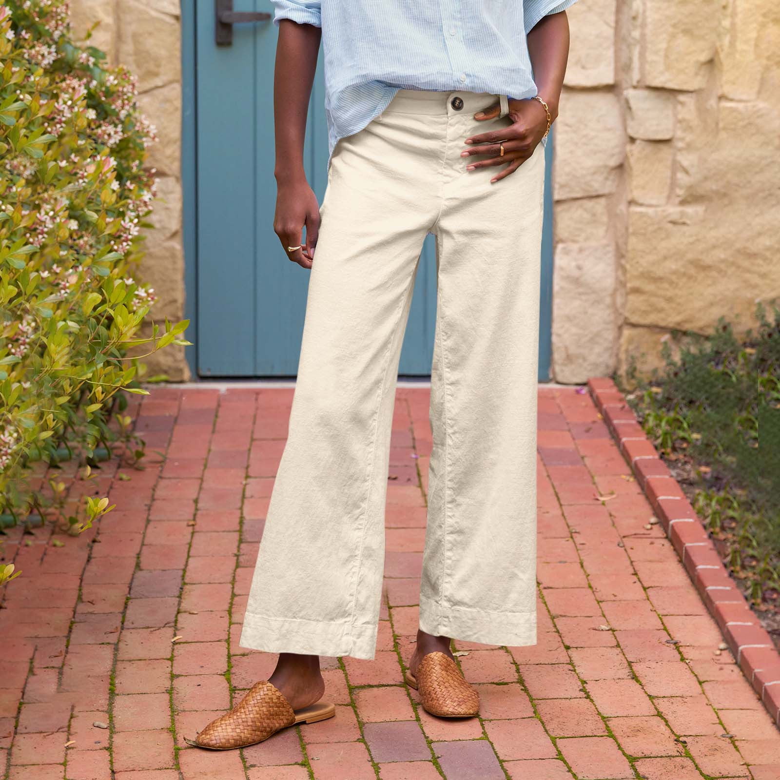 SKSloeg Wide Leg Capri Pants for Women Plus Size Petite Linen Pants ...