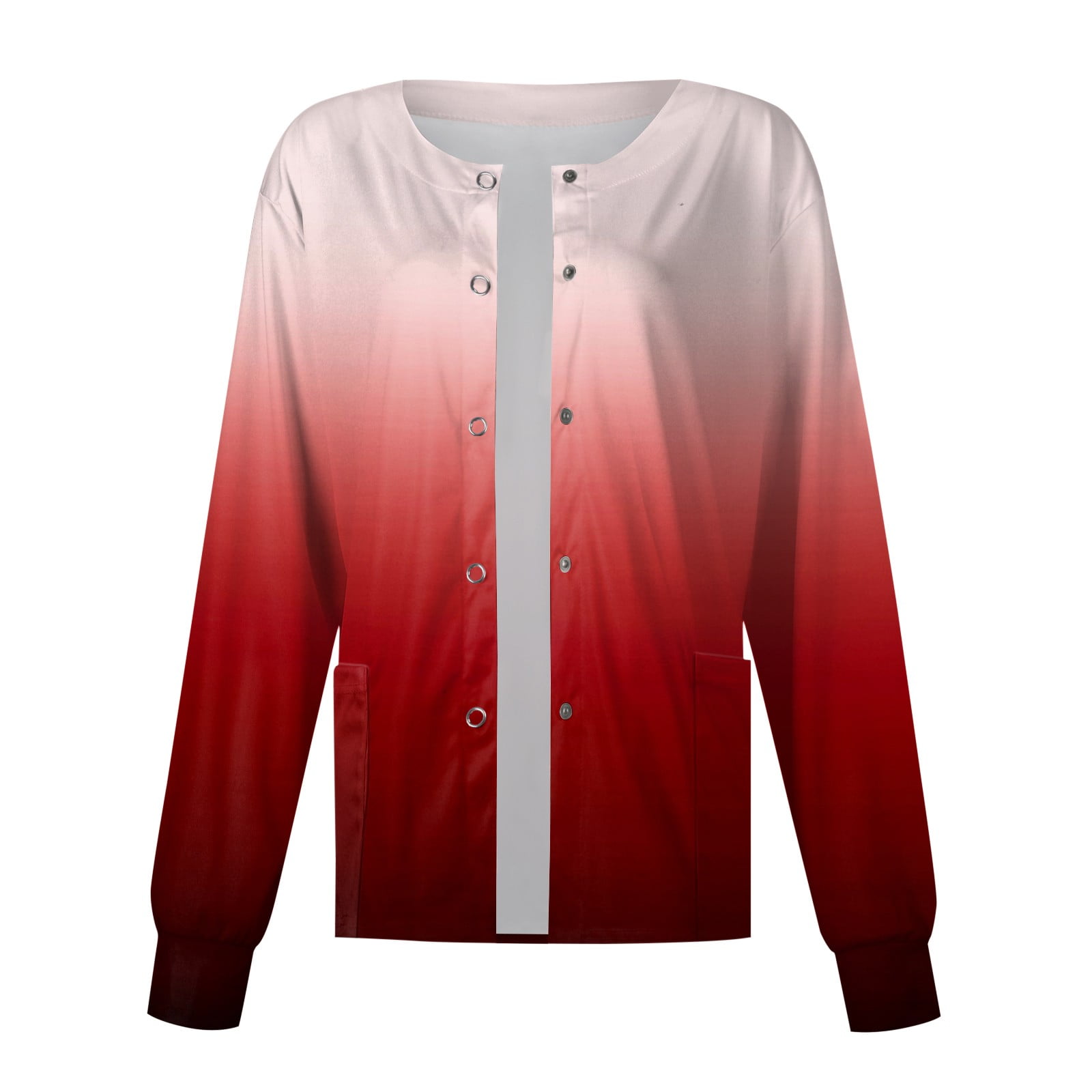 SKSloeg Women Scrub Jackets, Women Long Sleeve Gradient Print Pocket ...