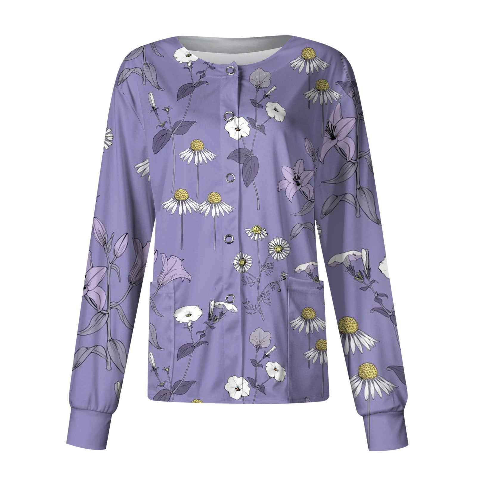 SKSloeg Women Scrub Jackets, Women Long Sleeve Print Cartoon Dinosaur ...