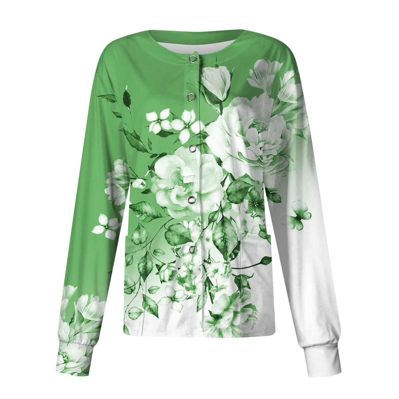 SKSloeg Women Scrub Jackets, Women's Casual Long-sleeved Single ...