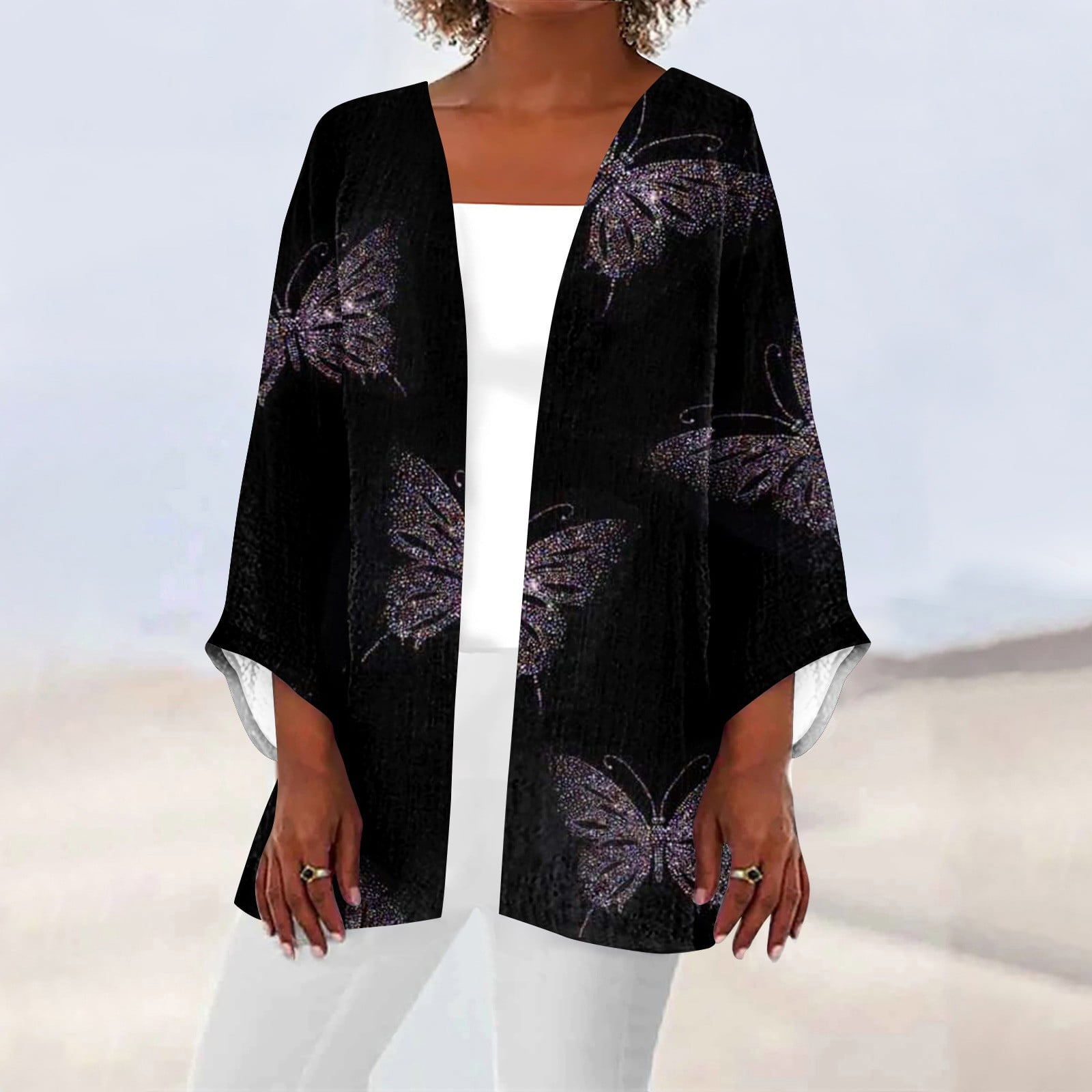 SKSloeg Womens Cardigan 2024 Lightweight Kimono Cardigans Ladies 3/4 ...