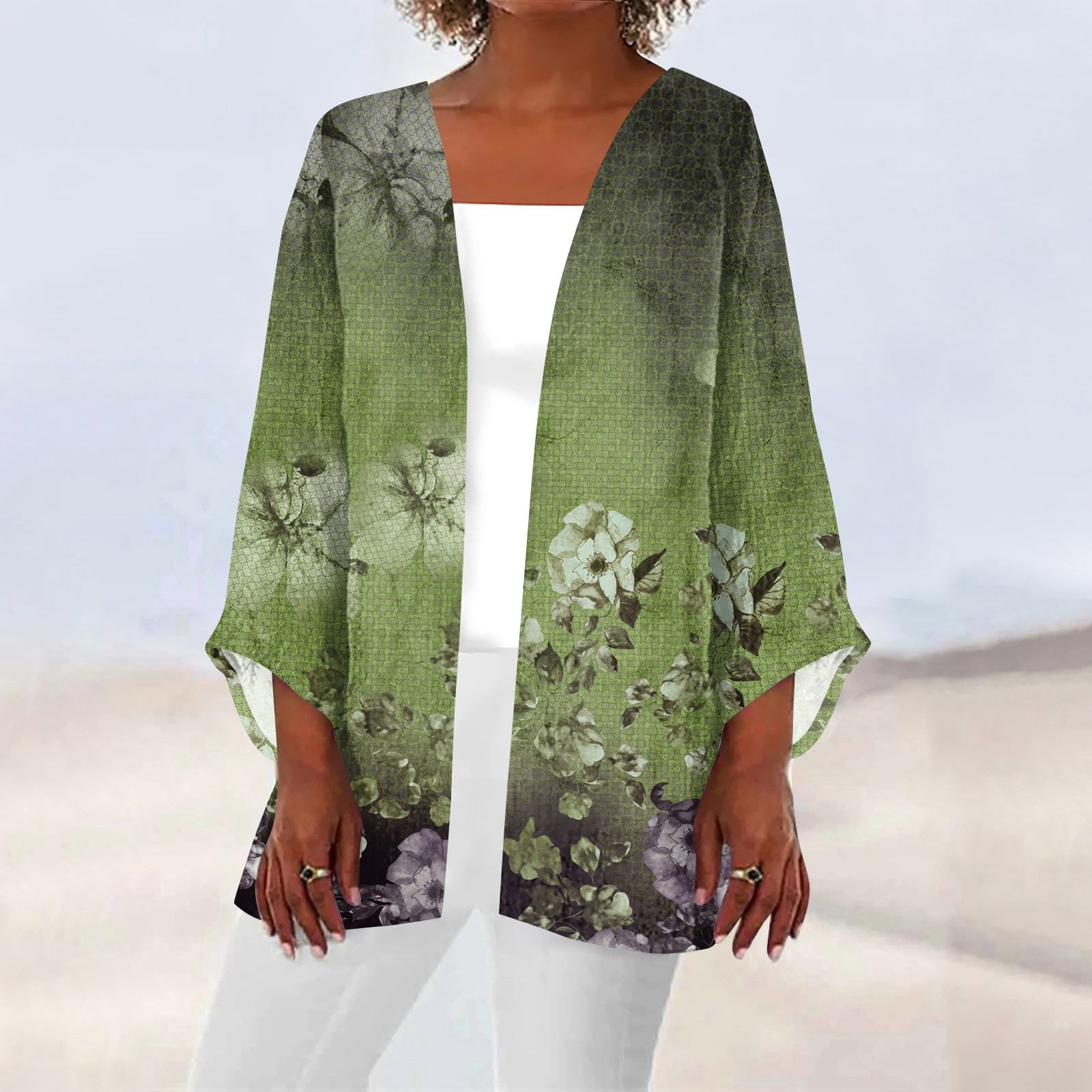 SKSloeg Womens Kimono Vintage Floral Print Lightweight Summer Casual ...