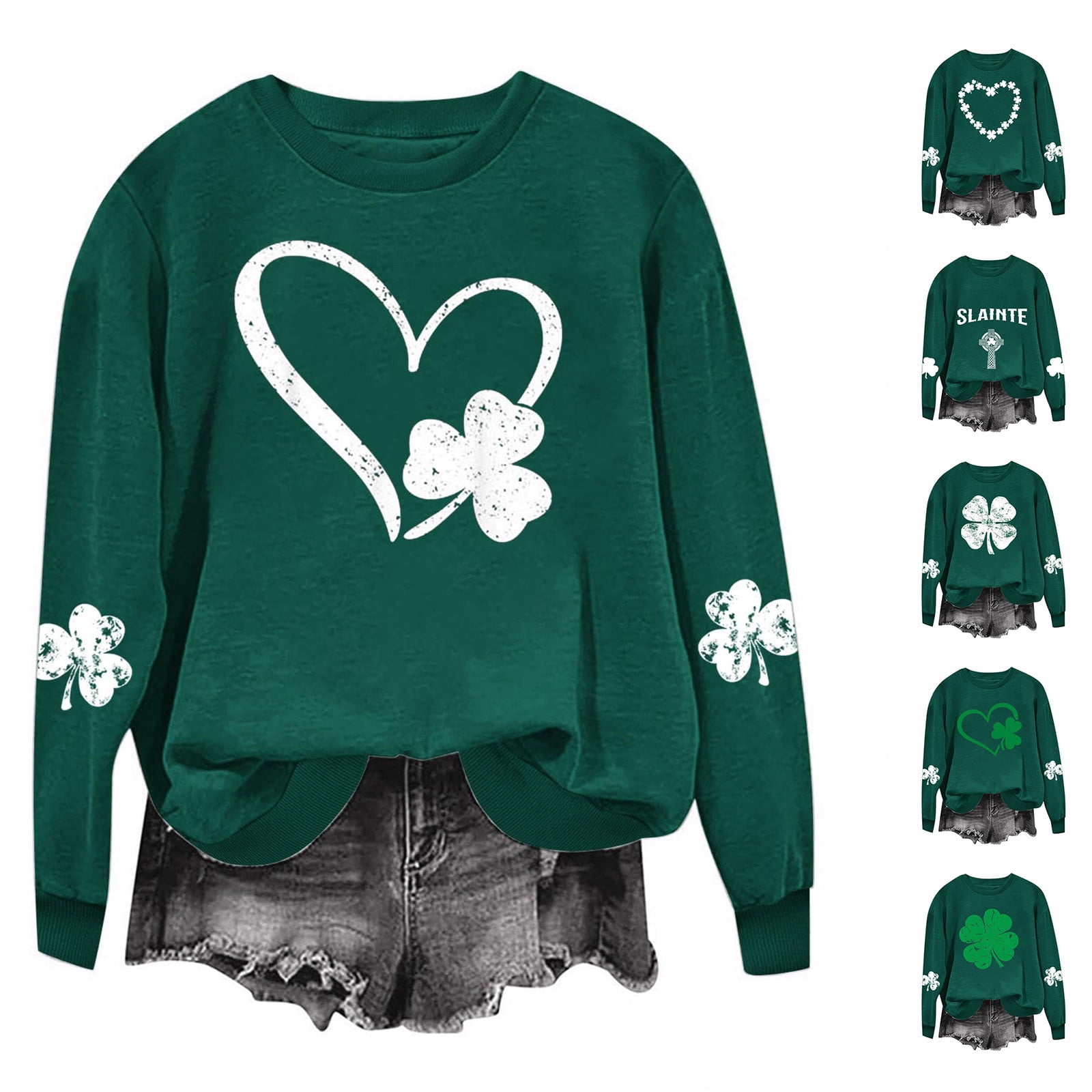 Sksloeg Womens St Patricks Day Shirts Party Shamrock Graphic Print