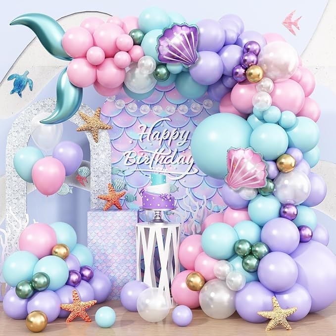 SKTMH 105 Pcs Mermaid Balloon Garland Mermaid Party Decorations Pink ...