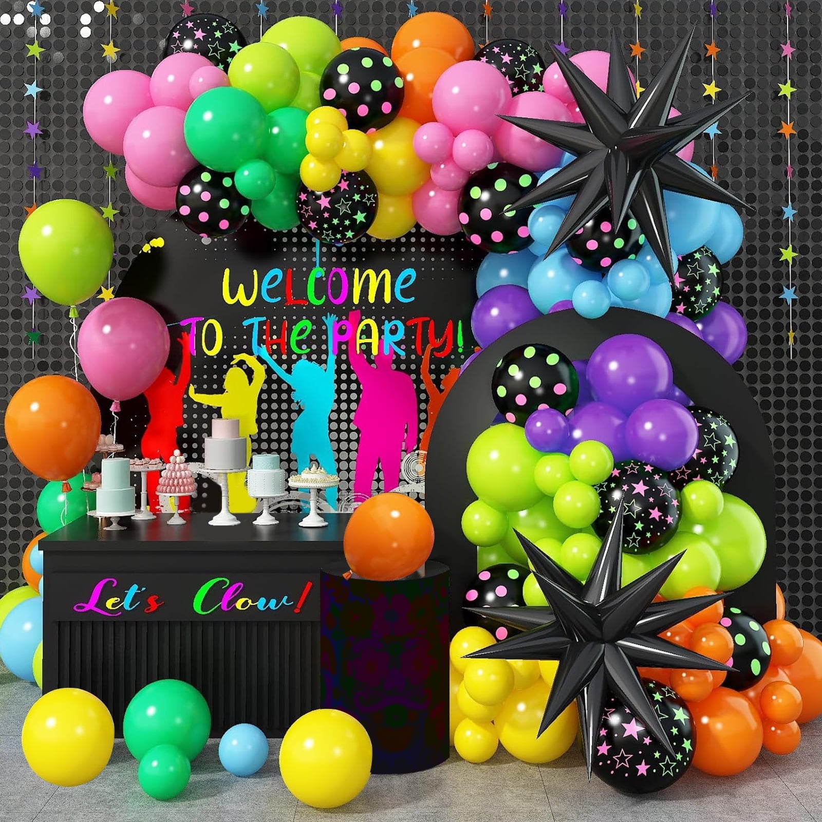 SKTMH 137 Pcs Neon Balloon Garland Neon Party Decorations Purple Pink ...