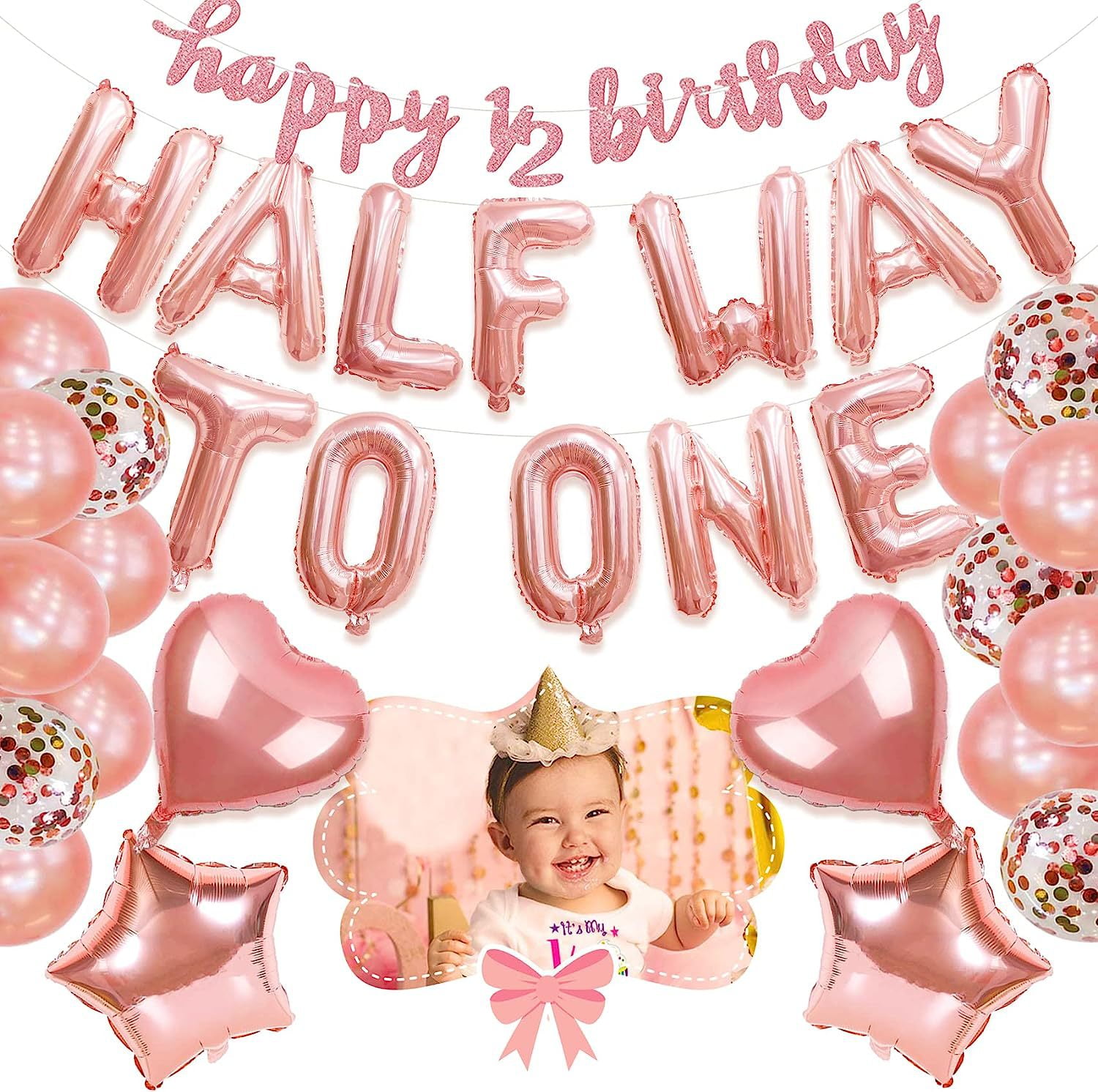 SKTMH 32 Pcs Half Way To One Balloon 6 Months Birthday Party ...