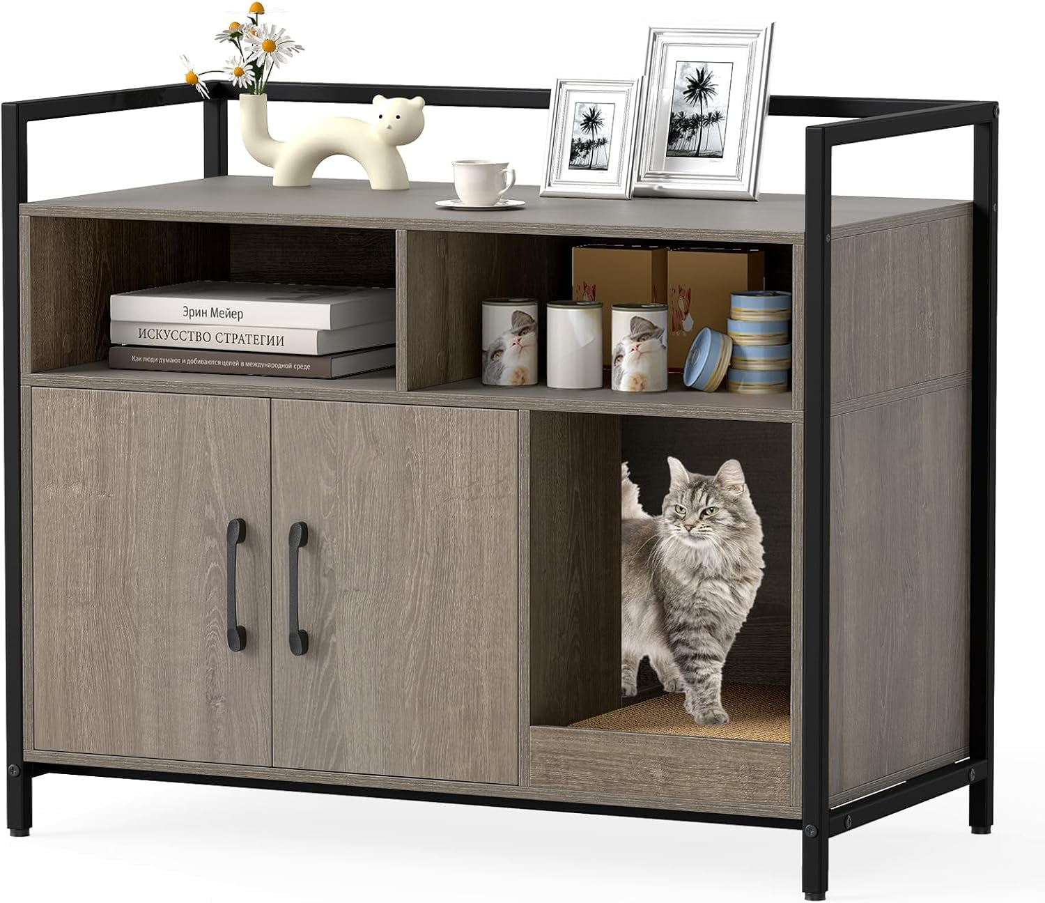 SKTPI Cat Litter Box Enclosure - Cat Washroom Hidden Furniture with ...