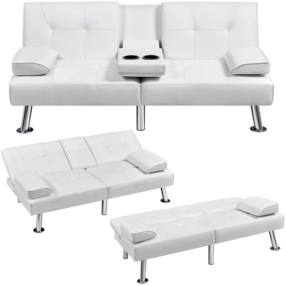 SKTPI Convertible Sofa Bed Adjustable Couch Sleeper Modern Faux Leather ...