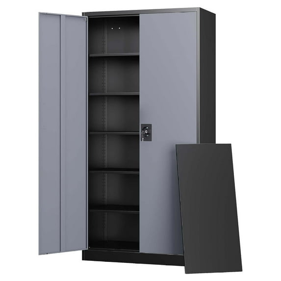 SKTPI Metal Storage Cabinet with Adjustable Shelves and Locking Doors ...