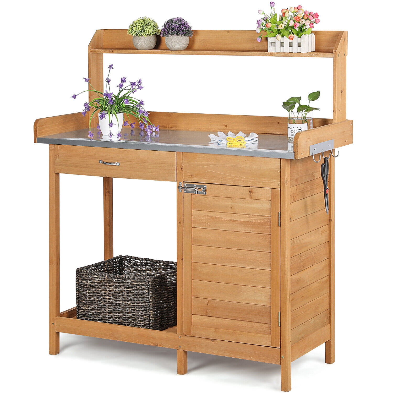 SKTPI Outdoor Potting Bench Table Work Station Garden Planting with ...