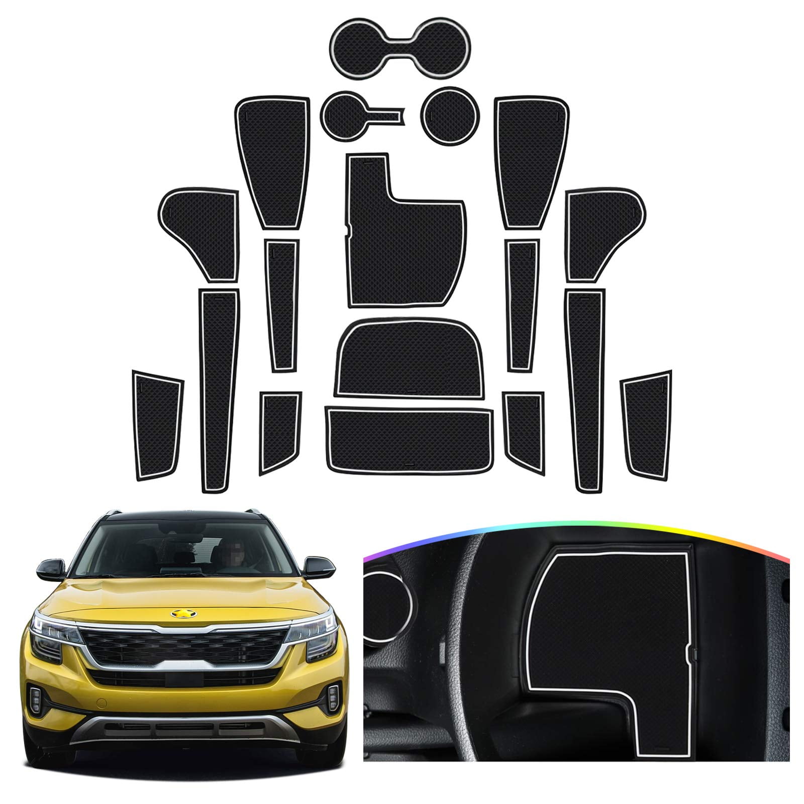 SKTU for 2021 2022 2023 2024 2025 Kia Door Slot Mat Non-Slip Interior ...