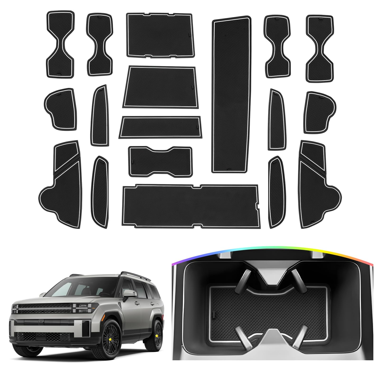 SKTU Door Slot Mat RRF12 for 2024 2025 Santa Fe Door Groove Gate Pad ...