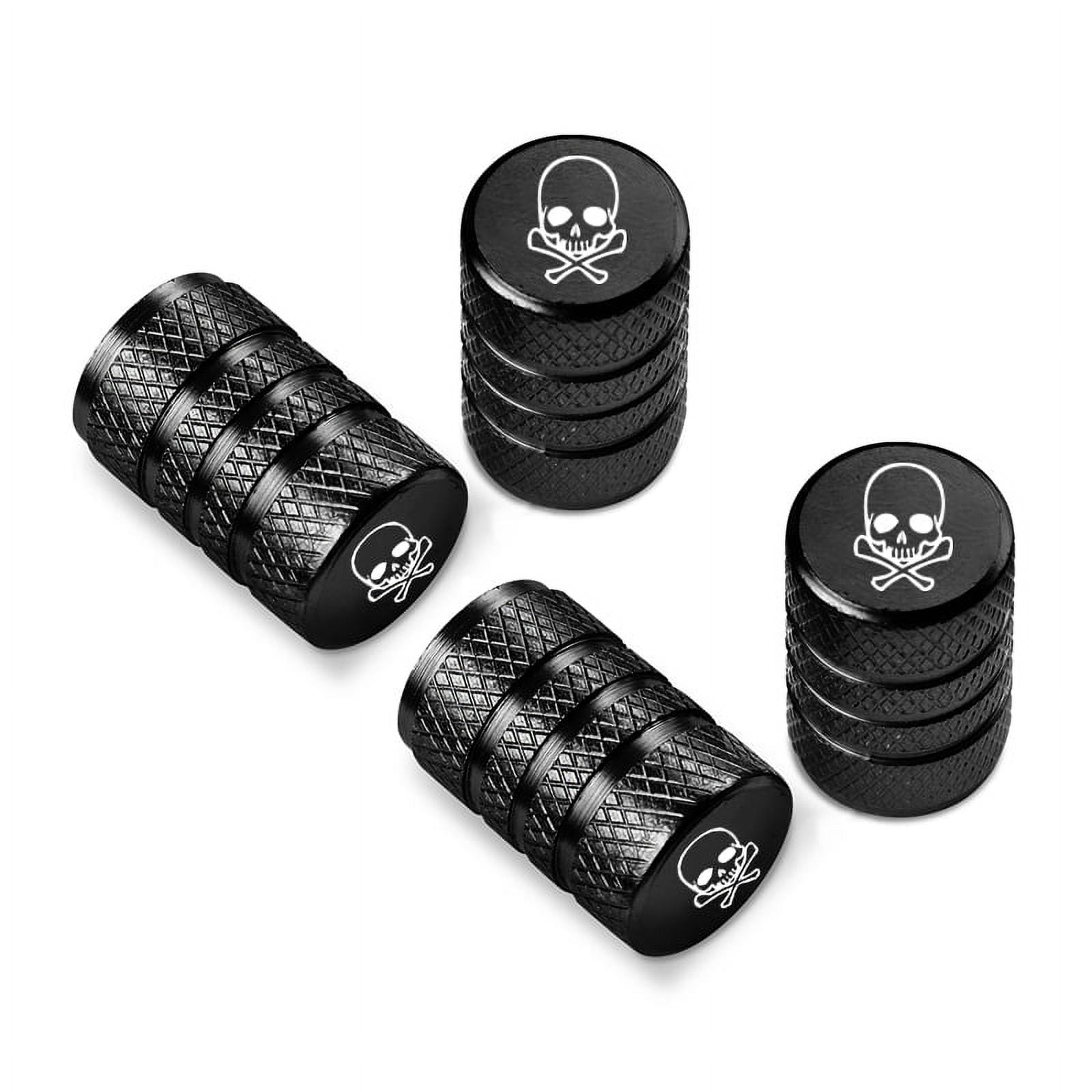 SKULL-Car Wheel Center Caps with Logo, Stem Covers, Dustproof ...
