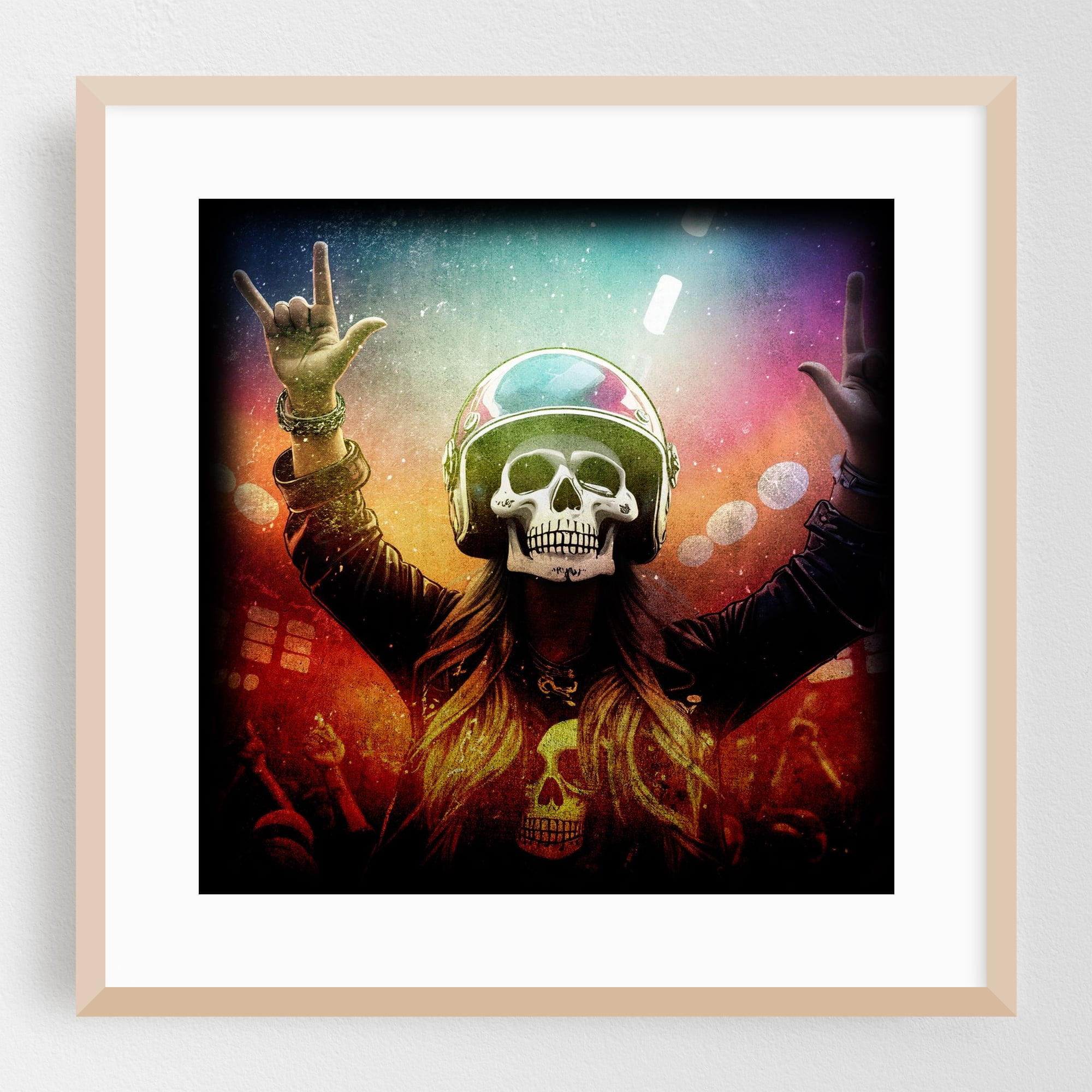 SKULL-FACED GIRL AT ROCK CONCERT - Digital Art Skull Psychedelic ...