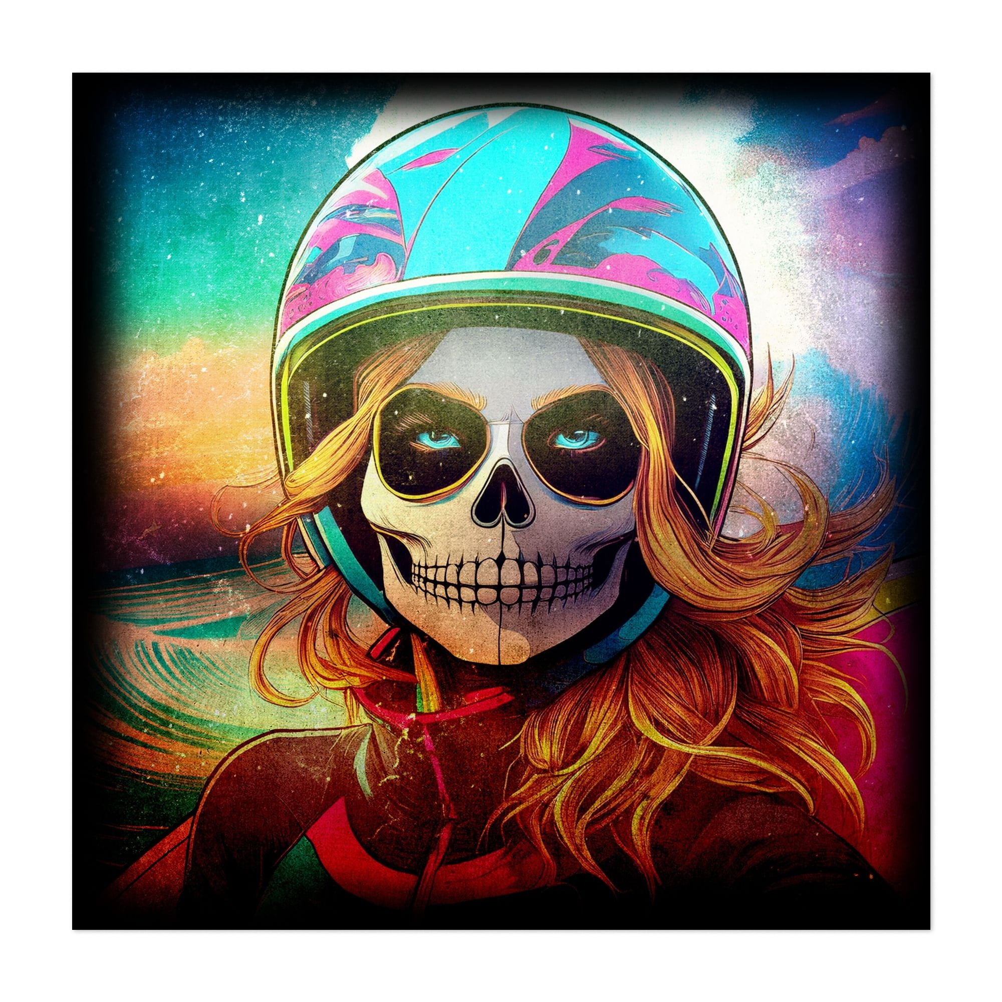 SKULL-FACED SURFER GIRL - Digital Art Skull Psychedelic Surrealism ...
