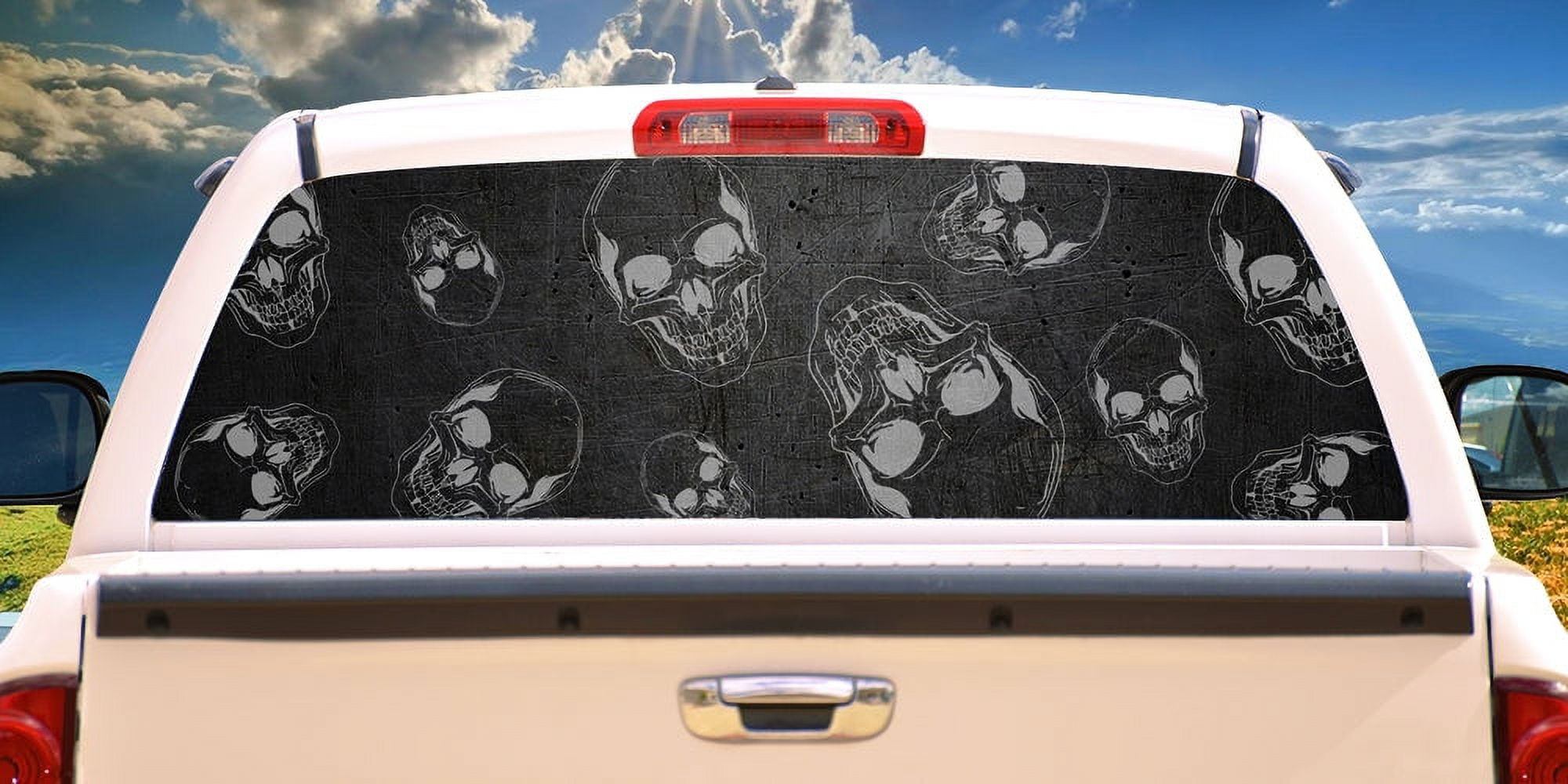 SKULLS Rear Window Graphic truck view thru vinyl decal back - Walmart.com