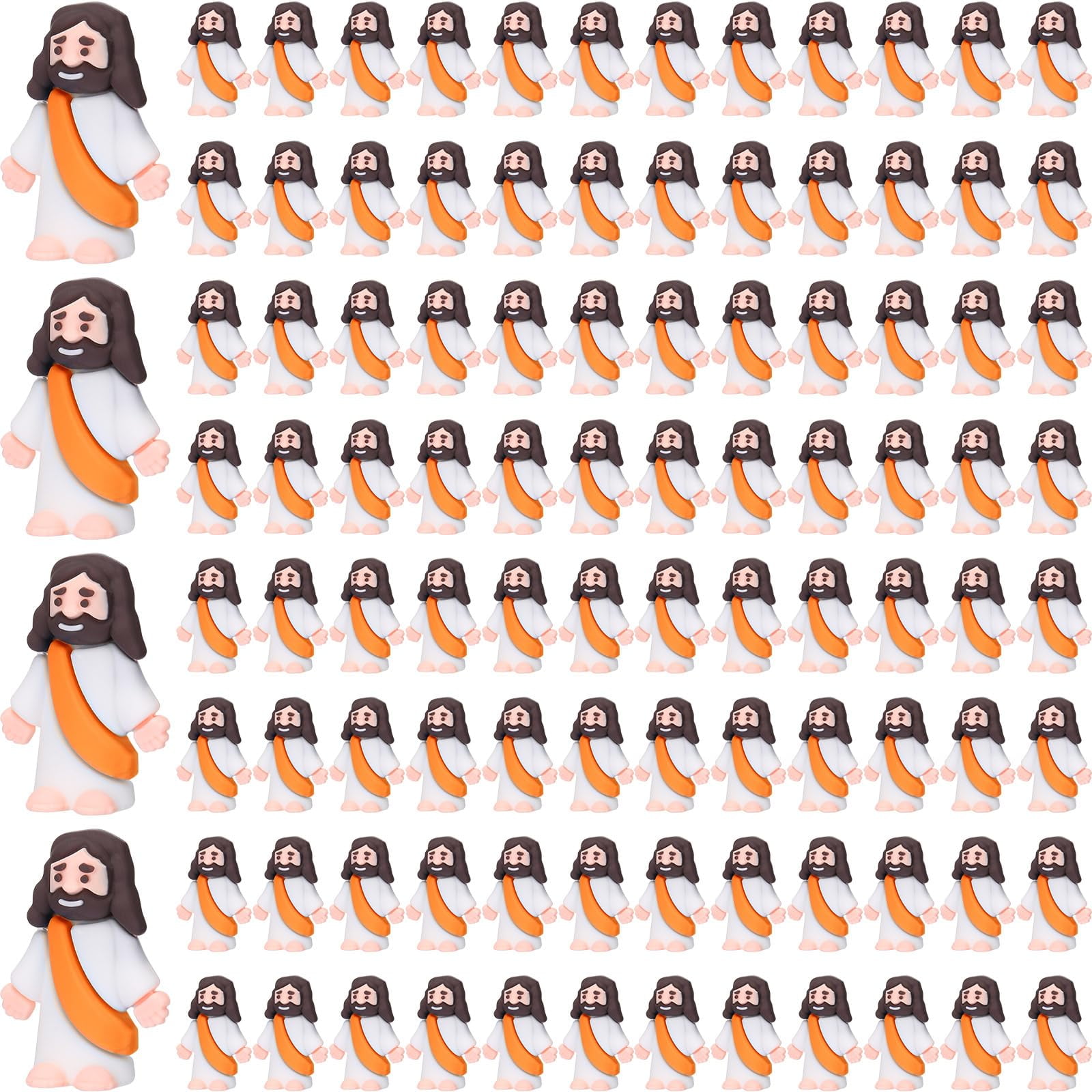 SKY 200 Pack Mini Jesus Figurines Bulk Tiny Jesus Figures Pocket Rubber ...